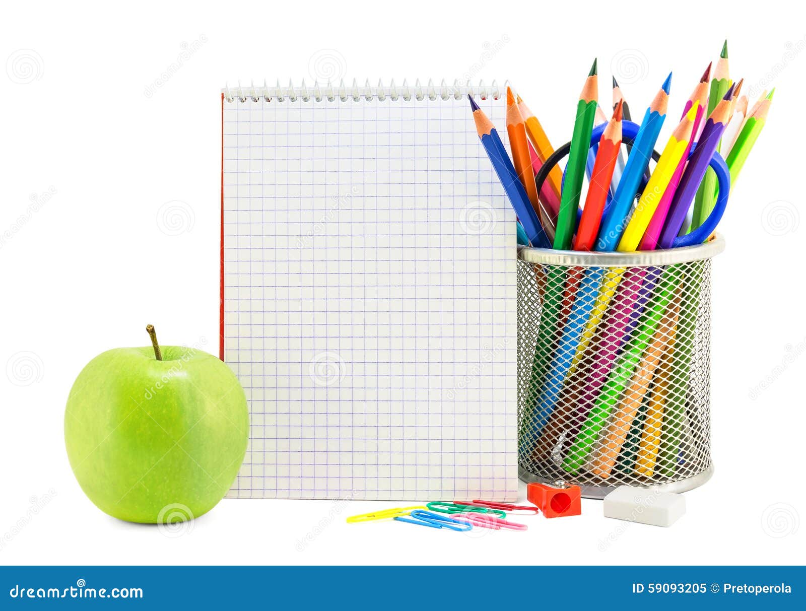 School Stationery on a White Stock Image - Image of glass, eraser: 59093205