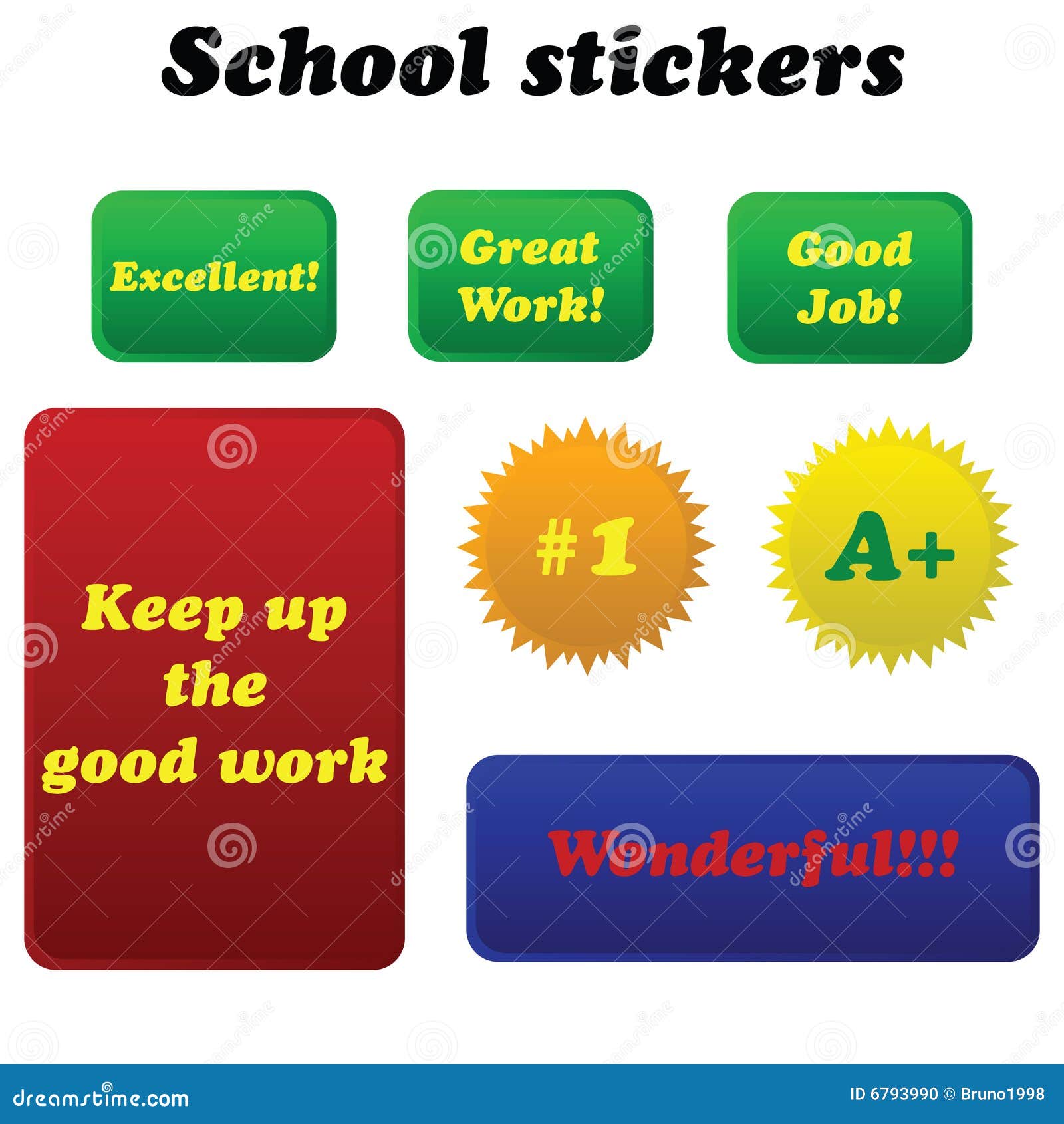 School stickers stock vector. Illustration of shape, star - 6793990