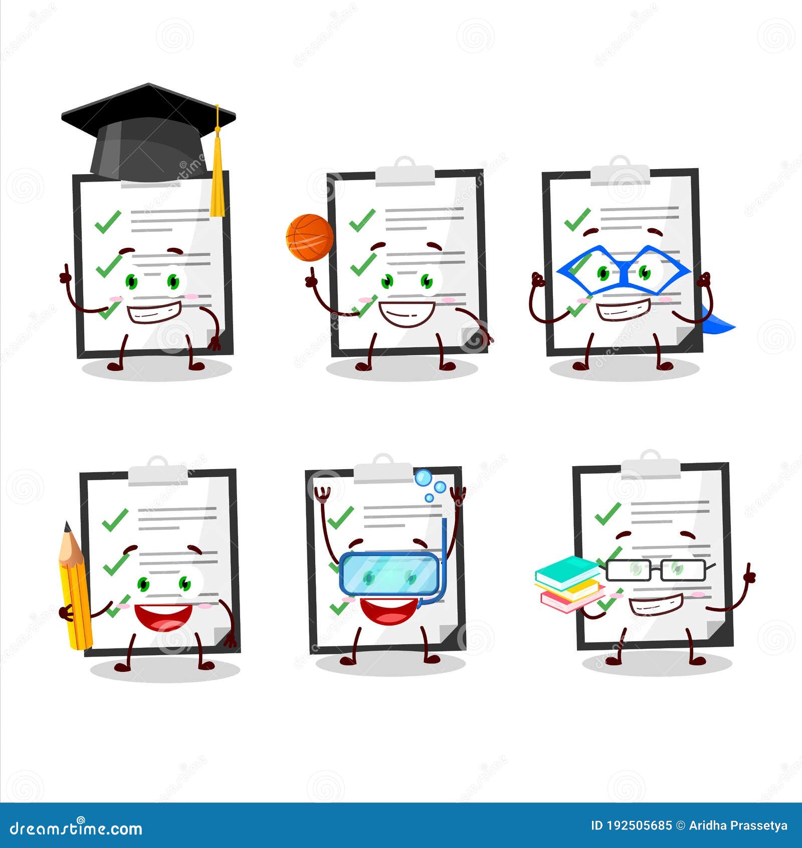 School Student Of Clipboard With Checklist Cartoon Character With ...