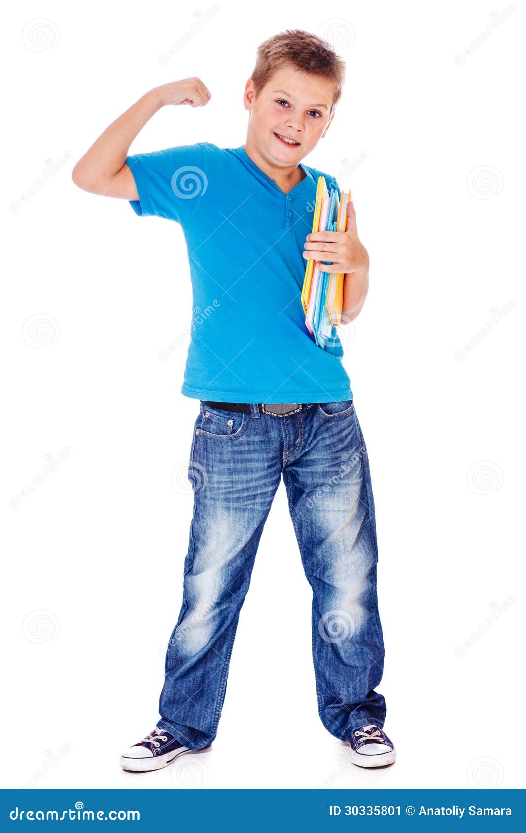School Student Demonstrating His Strength Stock Image - Image of ...