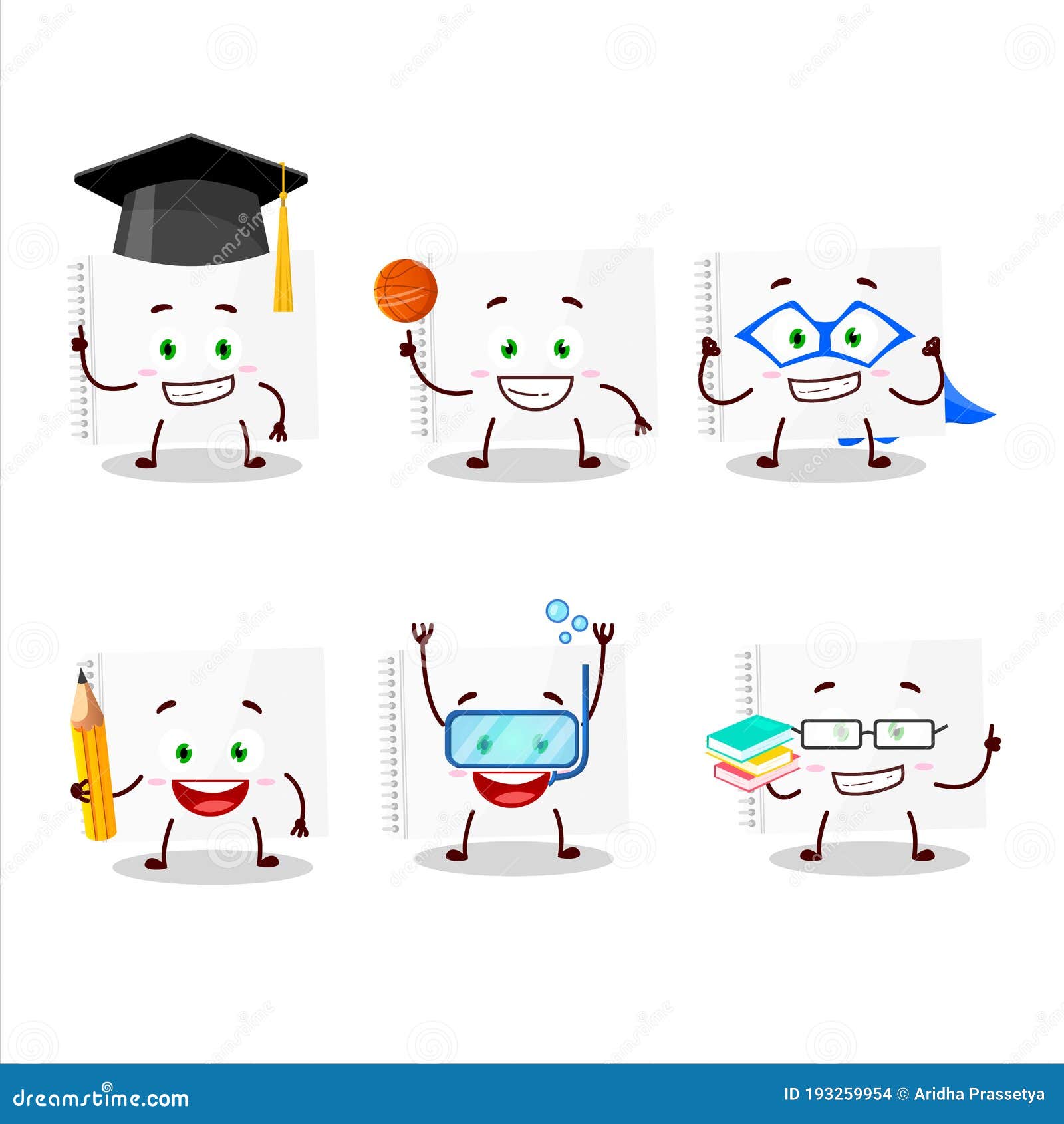 School Student of Drawing Book Cartoon Character with Various ...