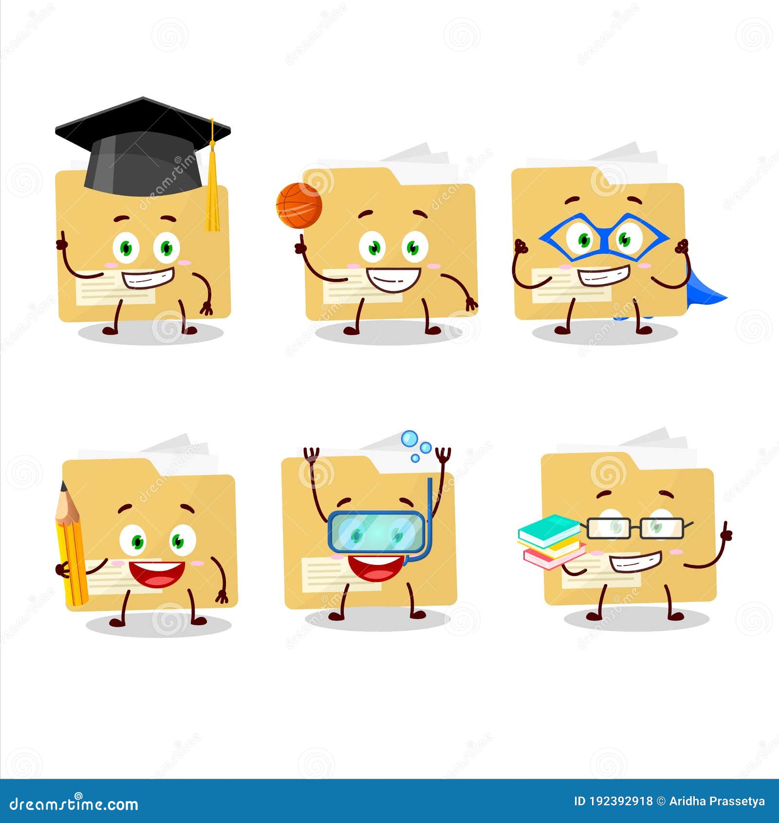 School Student of File Folder Cartoon Character with Various ...