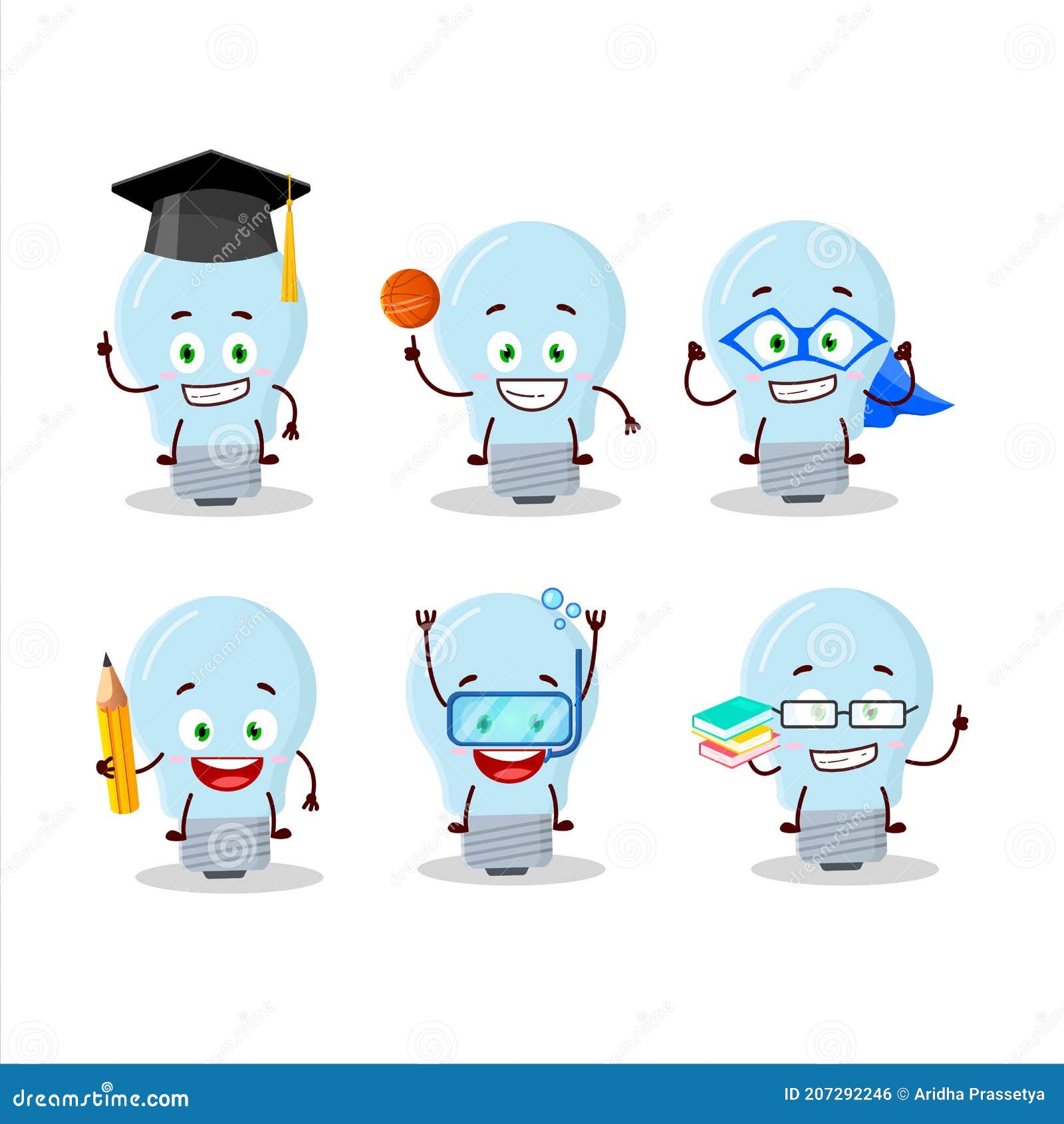 School Student of Halogen Cartoon Character with Various Expressions ...