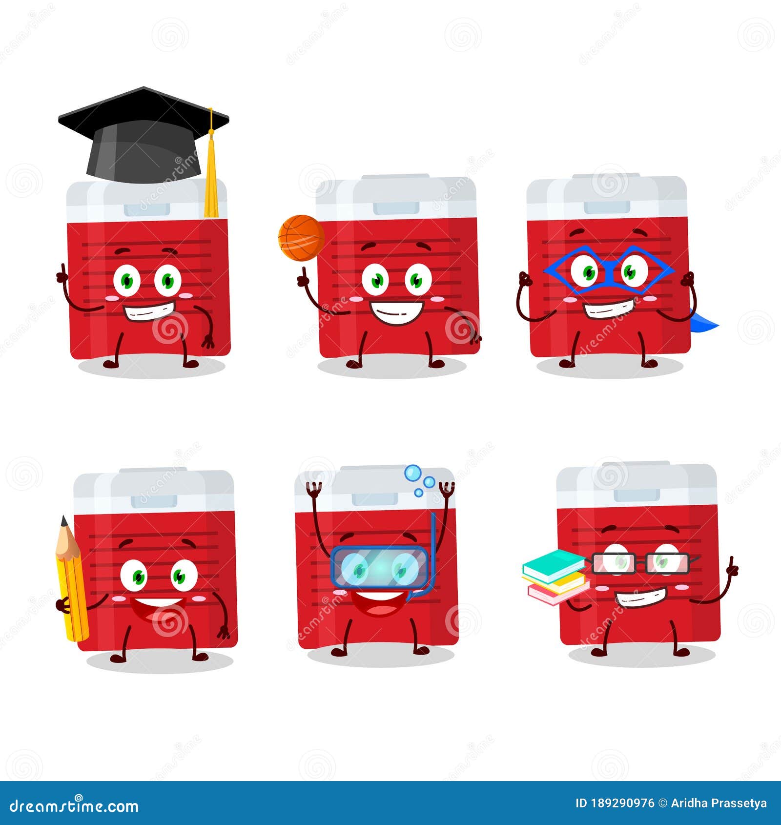 School Student of Ice Cooler Cartoon Character with Various Expressions ...