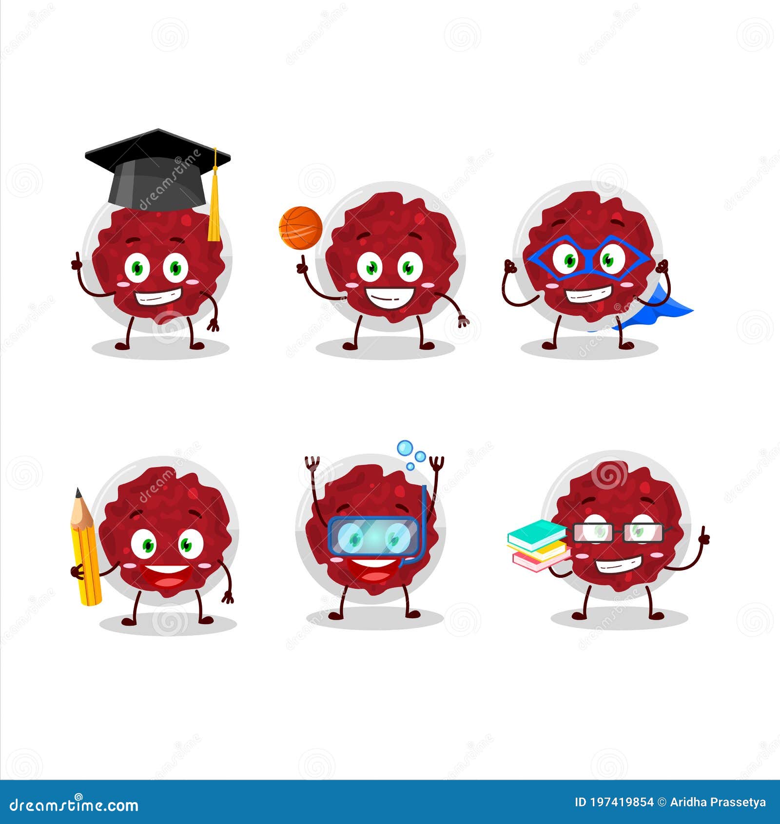 School Student of Mashed Cranberry Cartoon Character with Various ...