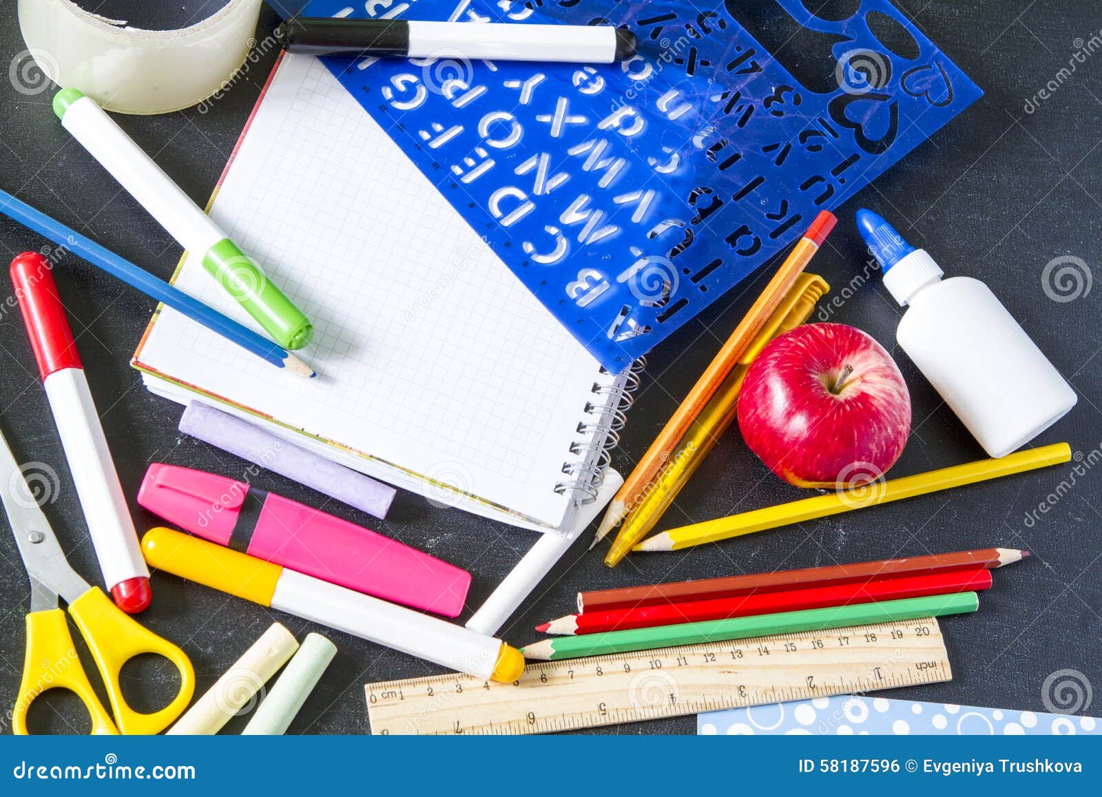 School Student Notebook Accessories Stock Photo - Image of colorful ...