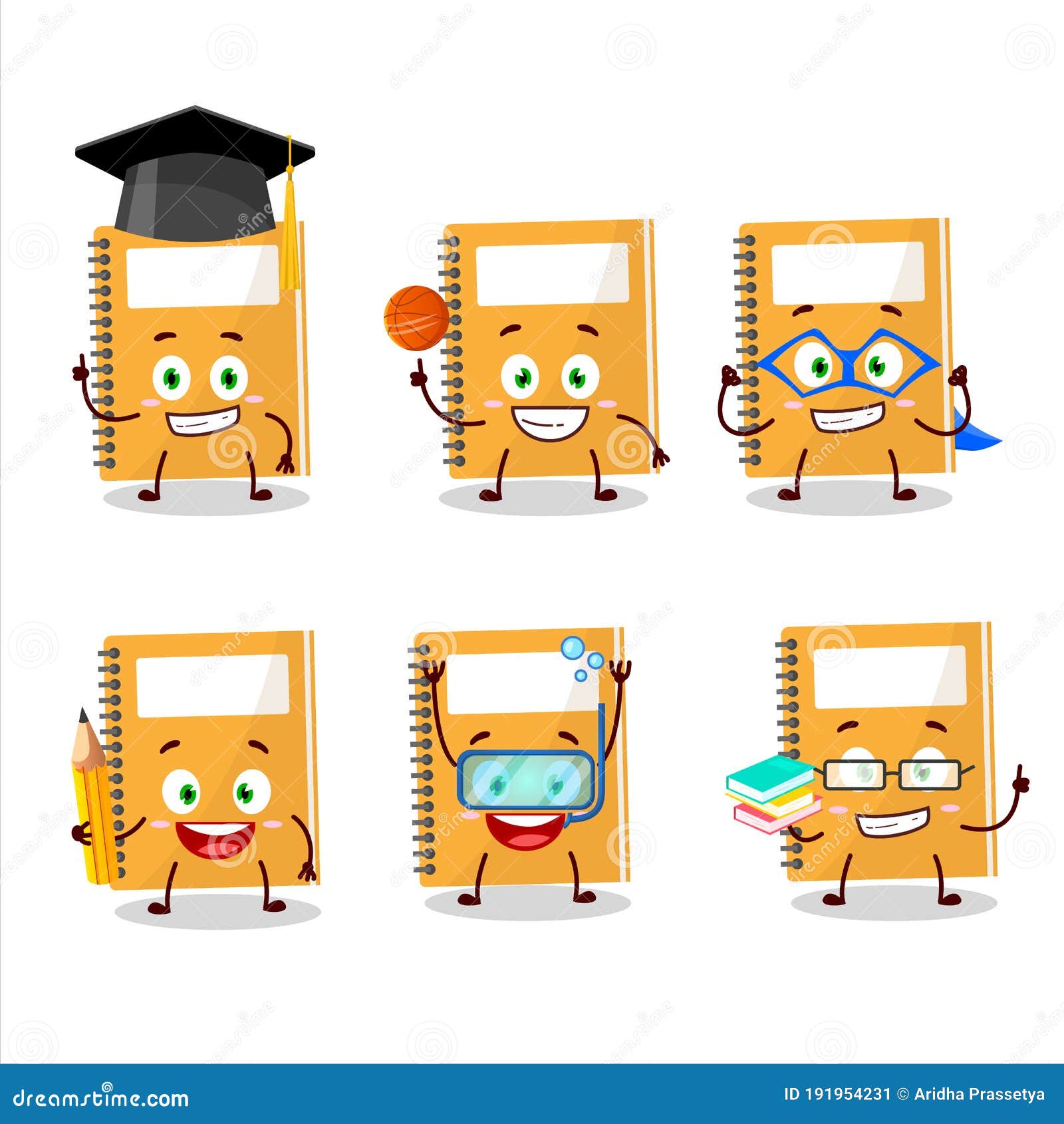 School Student of Orange Study Book Cartoon Character with Various ...