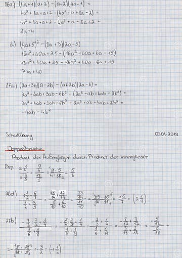School Student S Notes on Mathematics in School Notebook about Rules ...