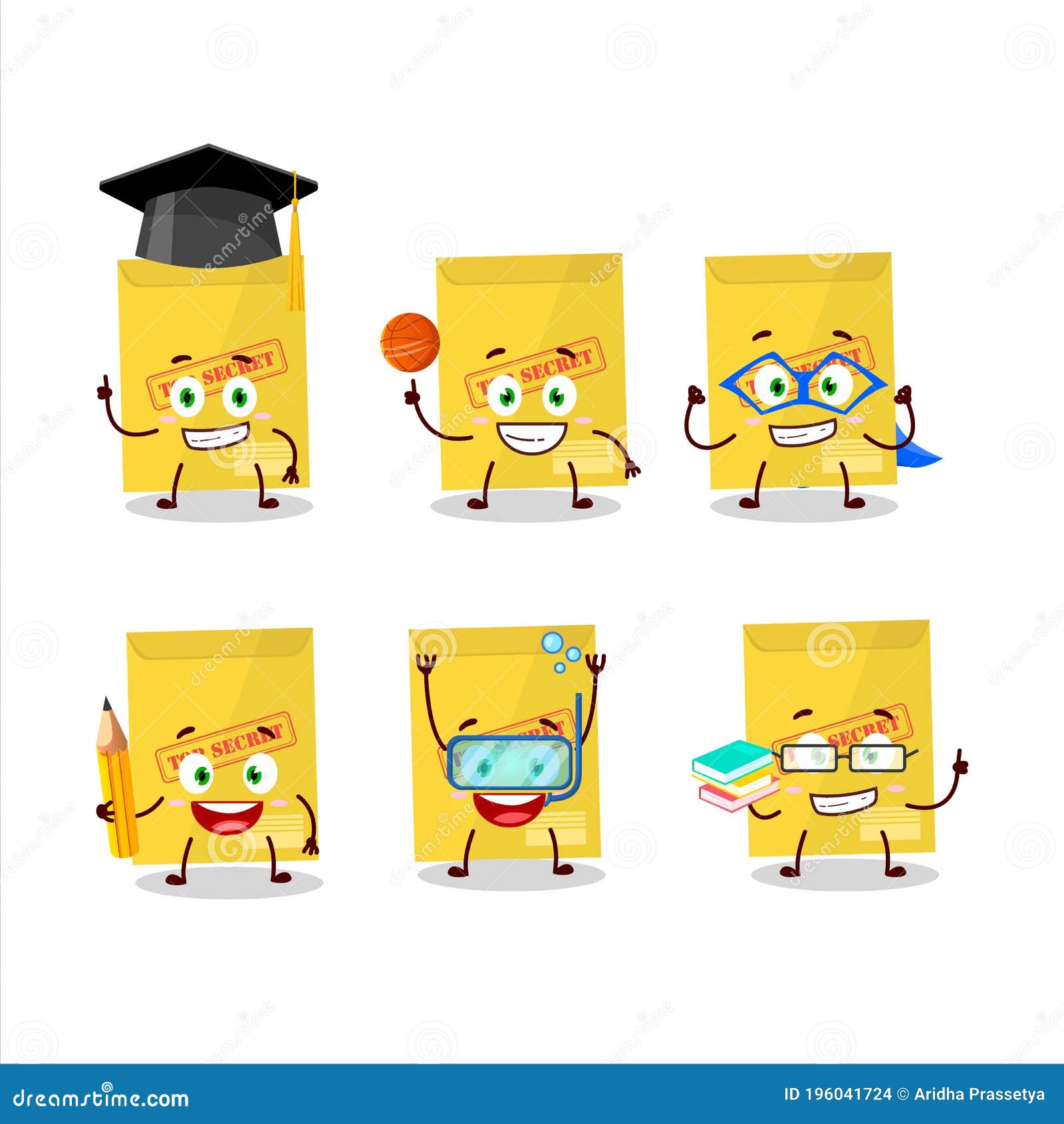 School Student of Secret Document Cartoon Character with Various ...