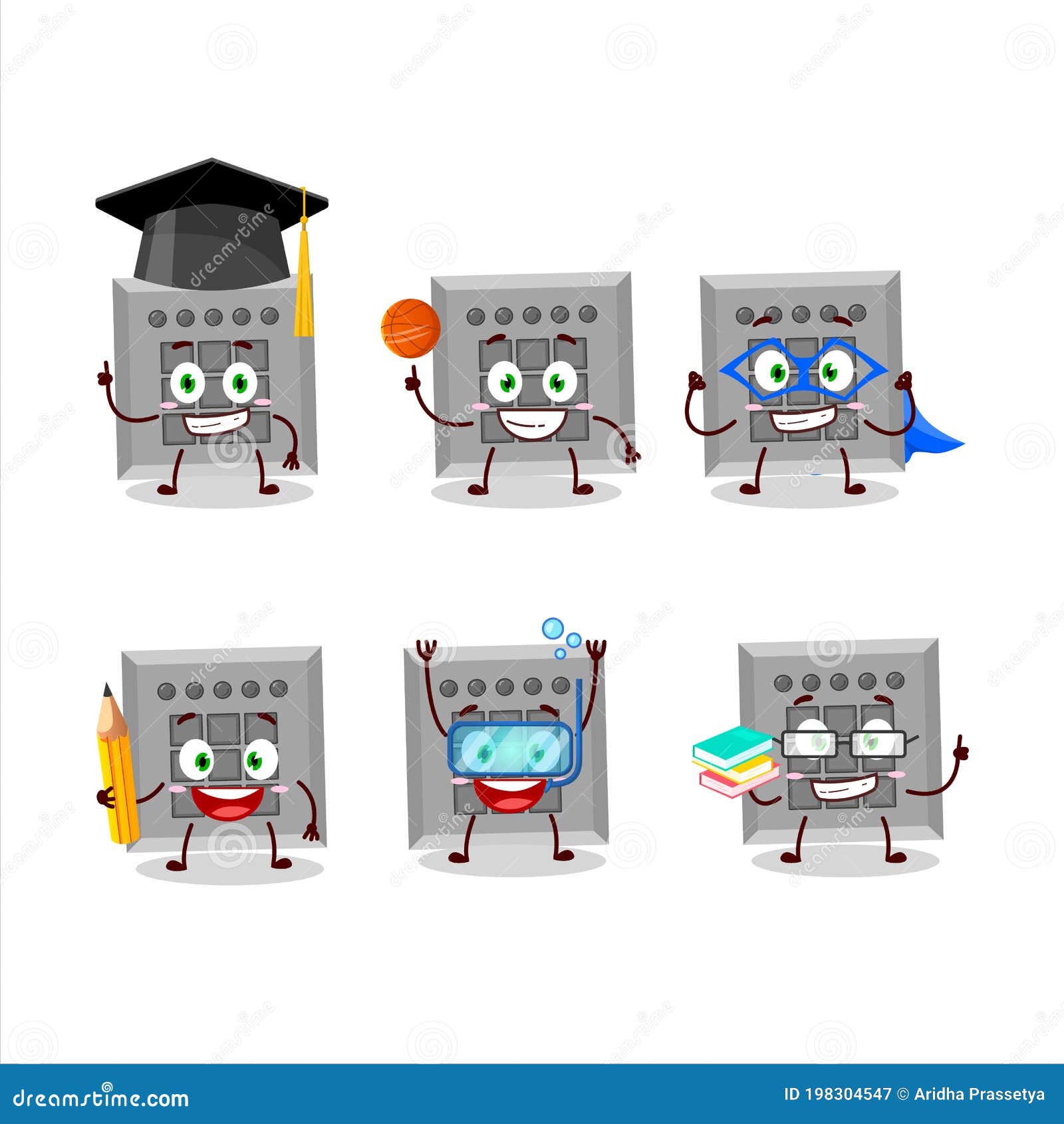 School Student of among Us Button Task Cartoon Character with Various ...