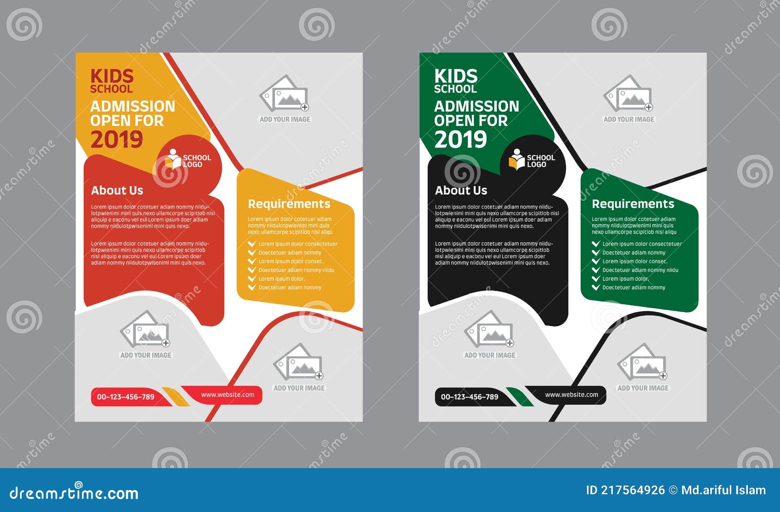 School Students Admission Flyer Template Design Stock Vector ...