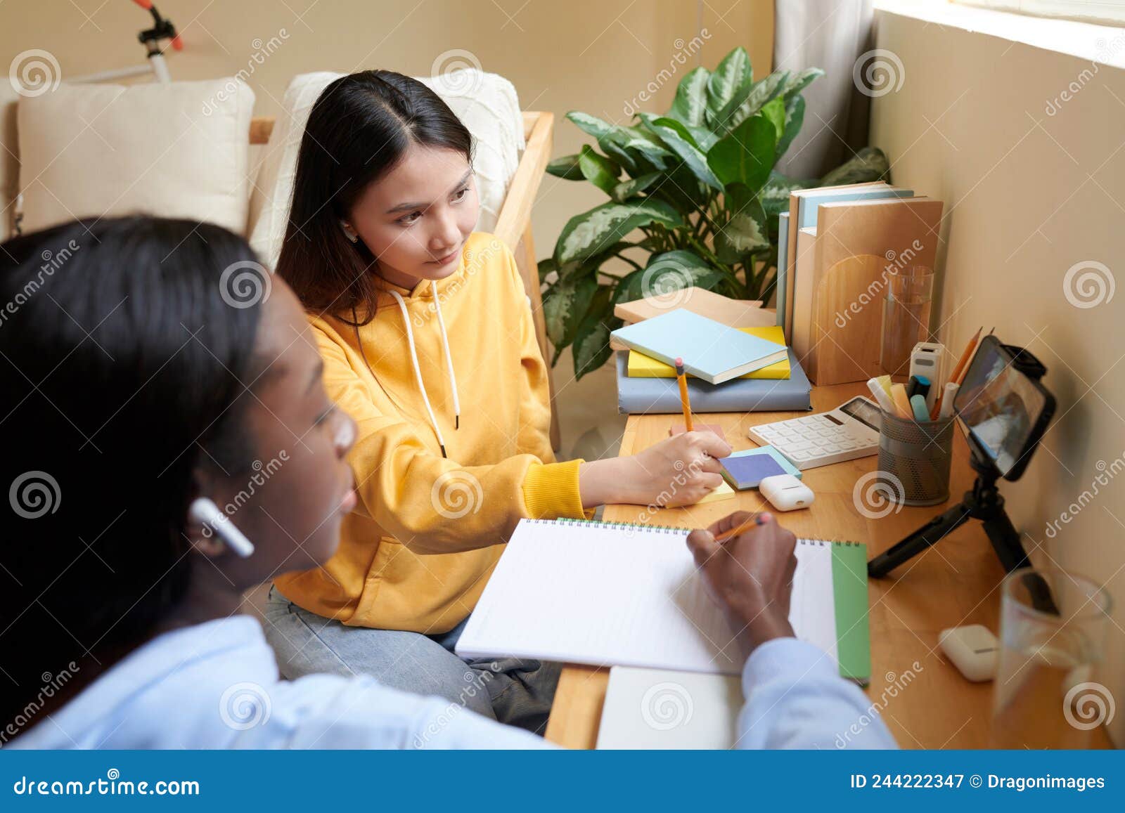 School Students Attending Online Class Stock Image - Image of dorm ...