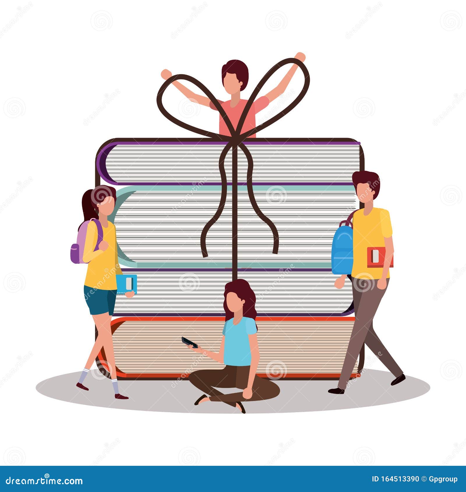 School Students with Books Vector Design Stock Vector - Illustration of ...