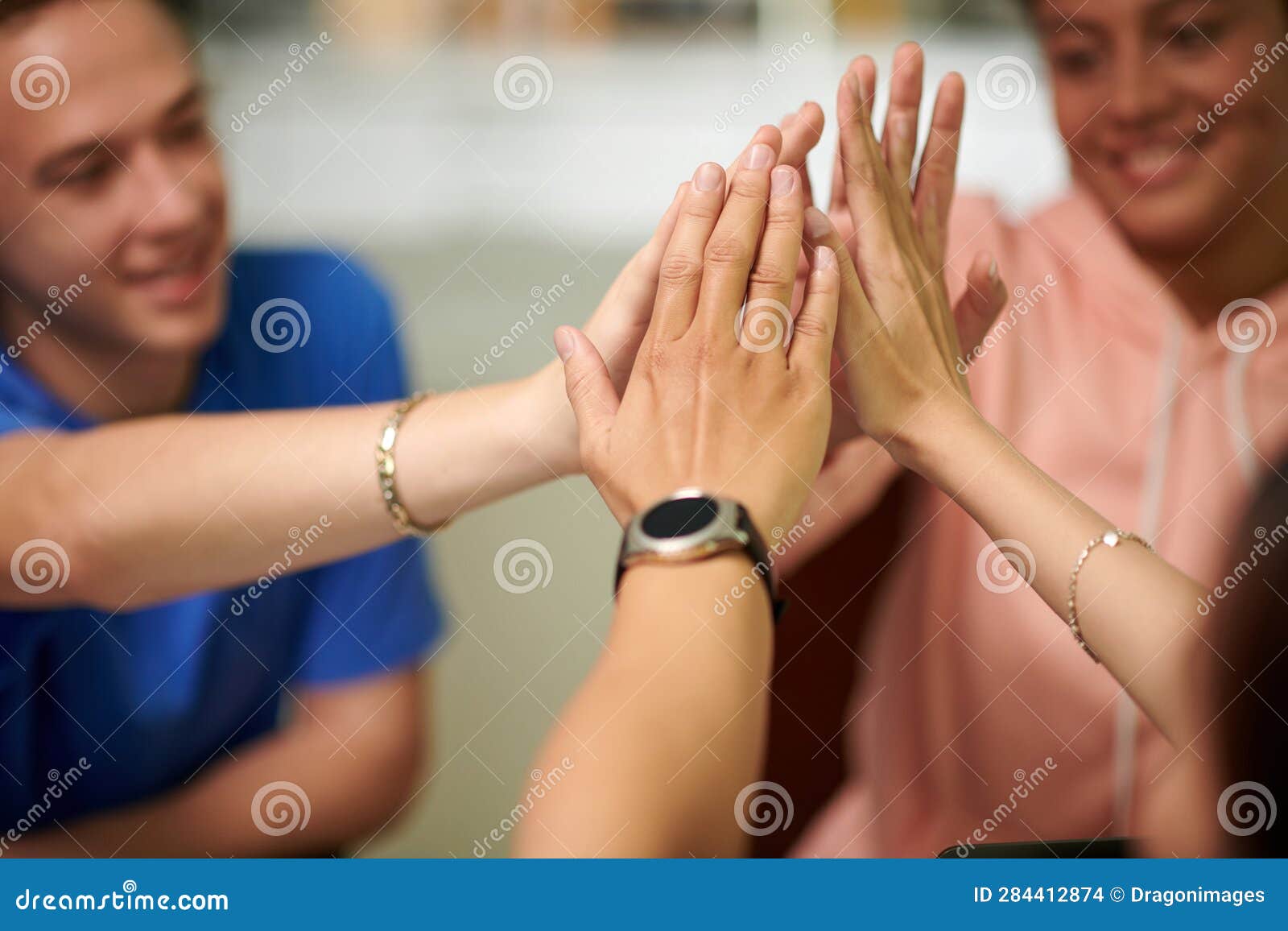 School Students Giving High Five Stock Photo - Image of gesture, learn ...