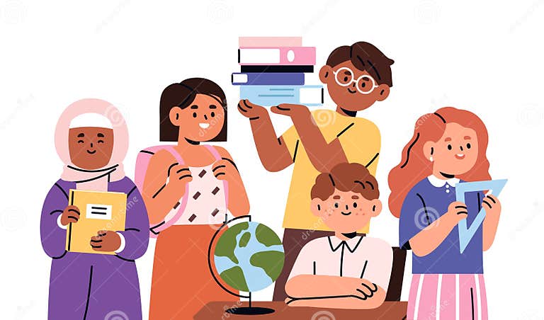 School Students Group Studying Different Subjects, Education. Diverse ... School Students Group Studying Different Subjects, Education. Diverse ...