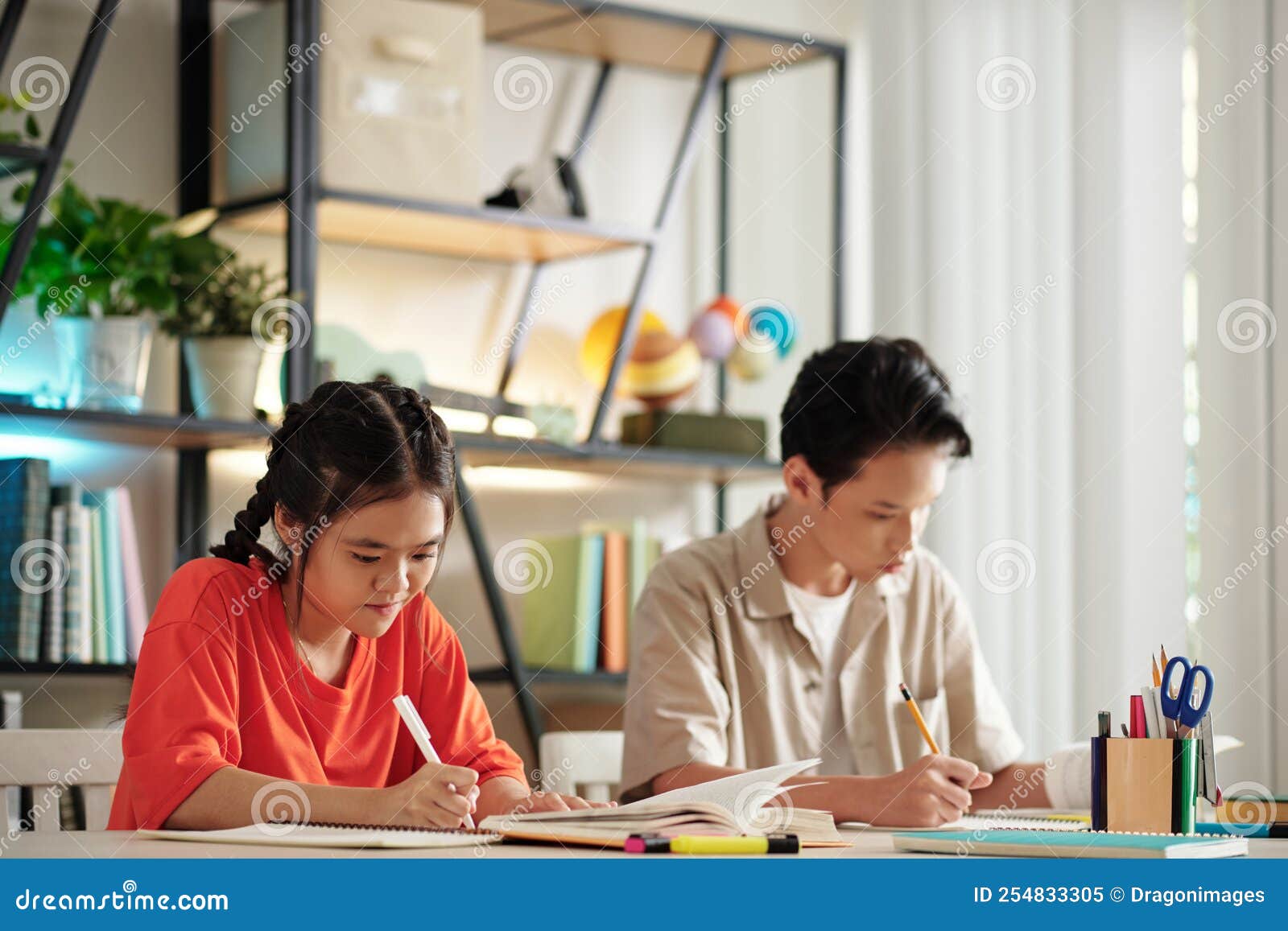 School Students Sitting at Desk Stock Image - Image of learn ...
