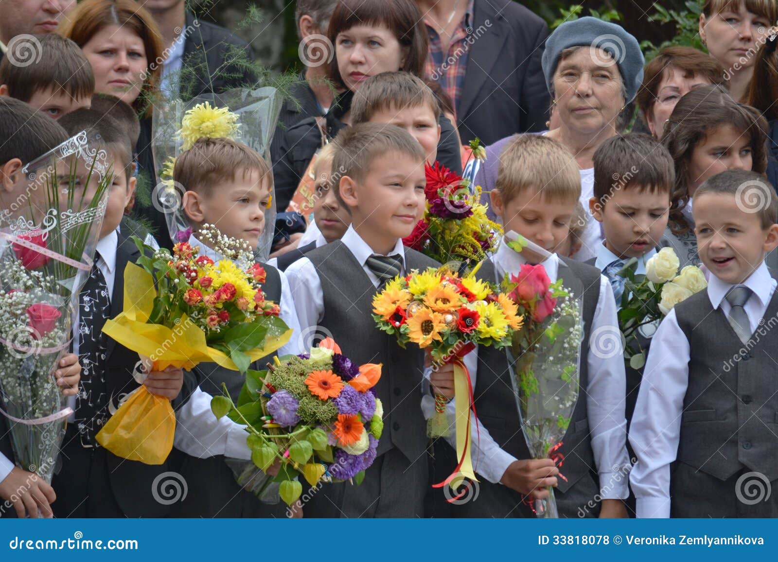 School Students Stand with Flowers in Hands Editorial Stock Photo ...