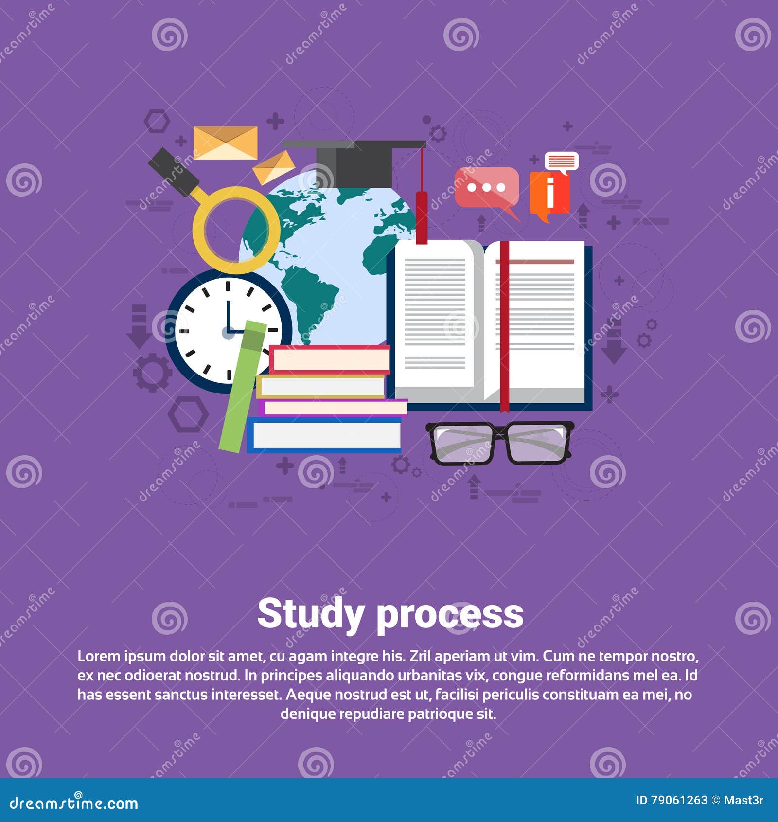 School Study Process University Education Web Banner Stock Vector ...