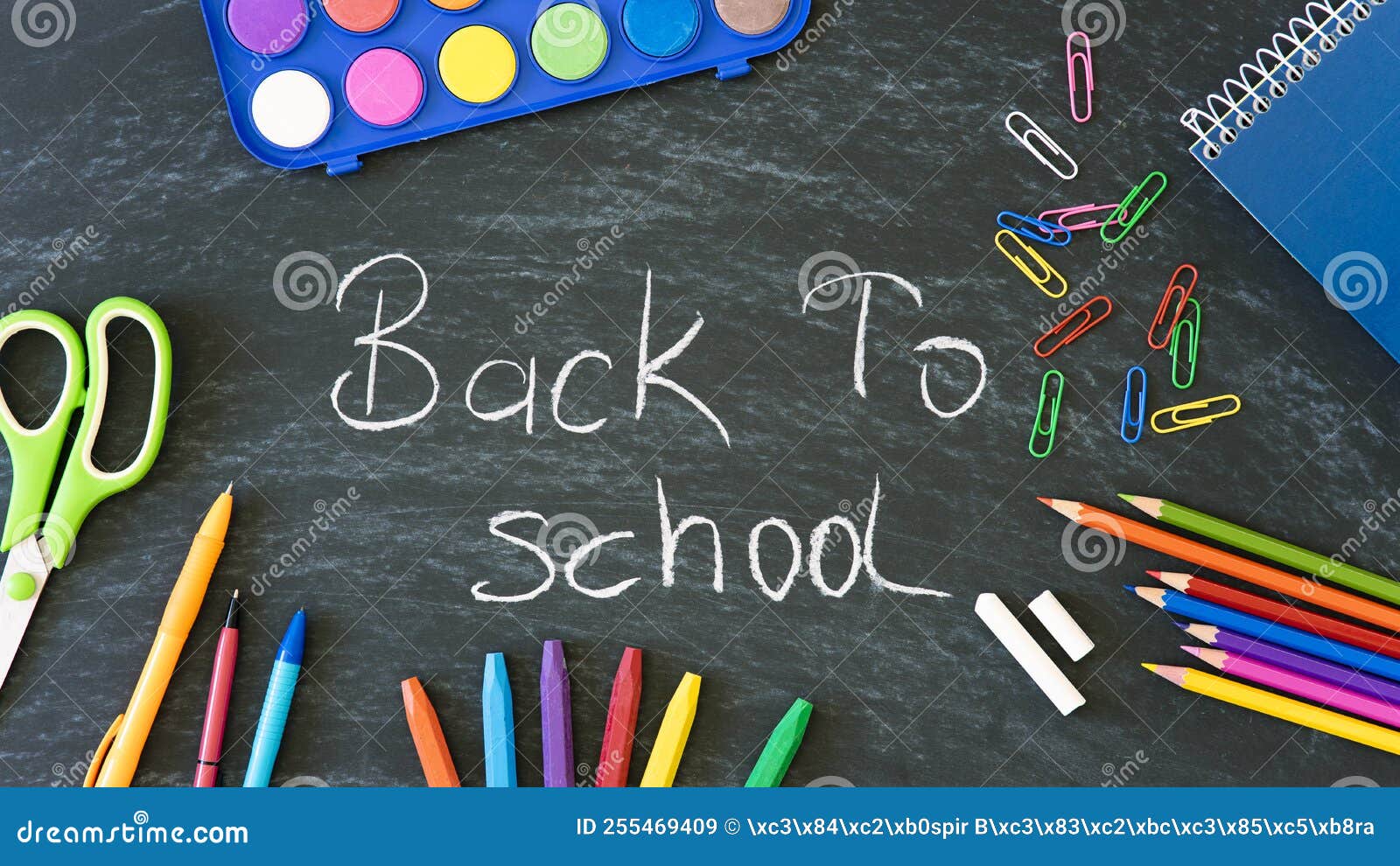 School Stuff on the Blackboard, Education Concept Stock Image - Image ...