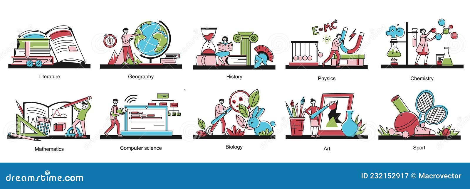 School Subject Color Set stock vector. Illustration of educational ...