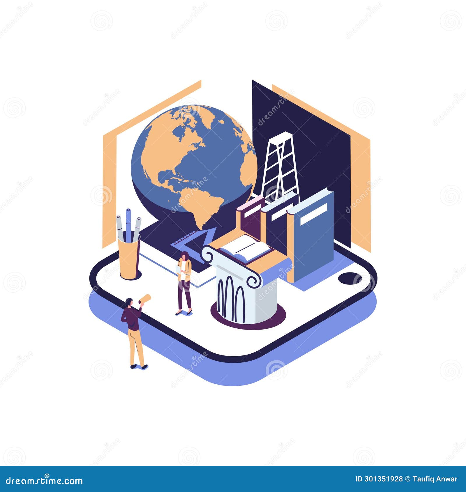 School Subject History Flat Style Isometric Illustration Vector Design ...
