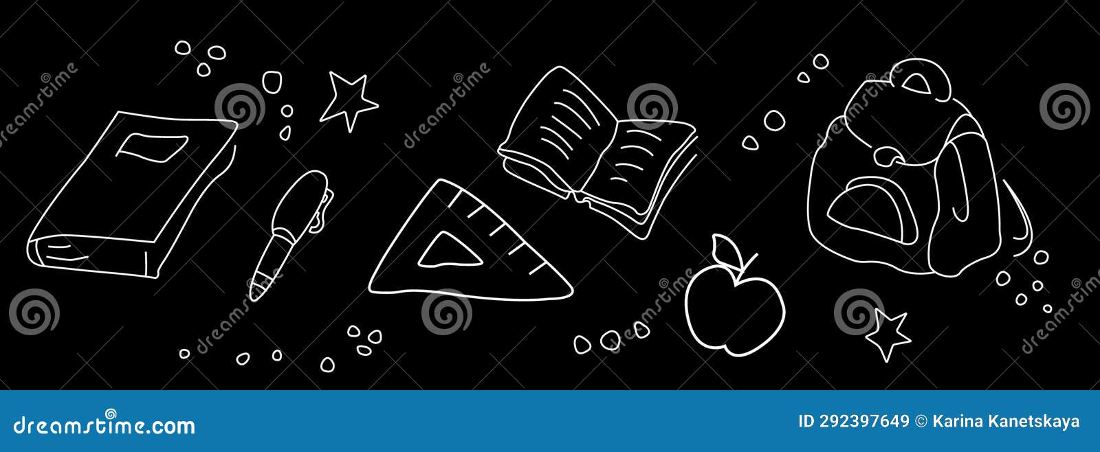 School Subjects on a Black Background Stock Vector - Illustration of ...