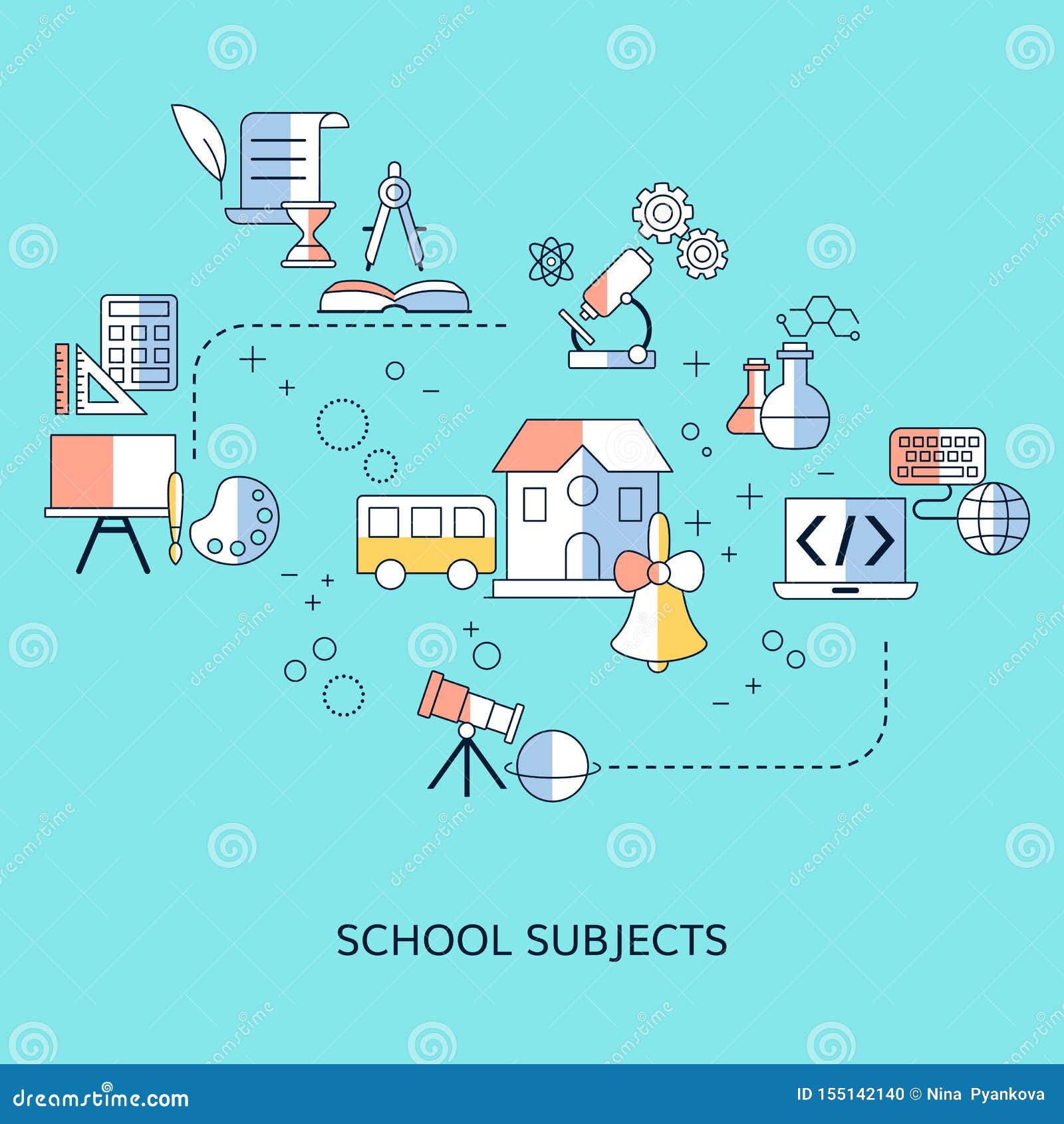 School Subjects Design Concept Stock Vector - Illustration of book ...