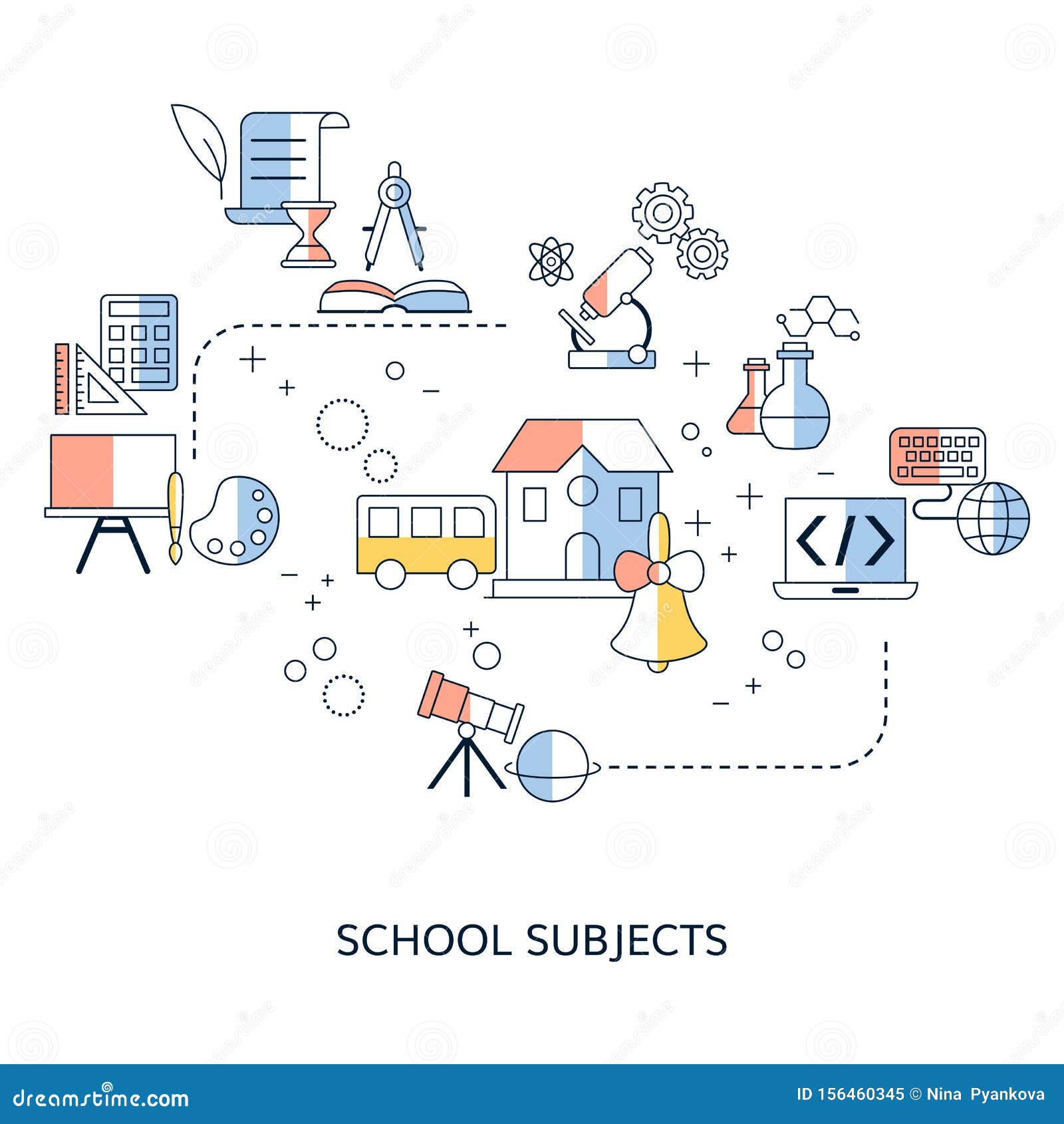 School Subjects Design Concept Stock Vector - Illustration of globe ...