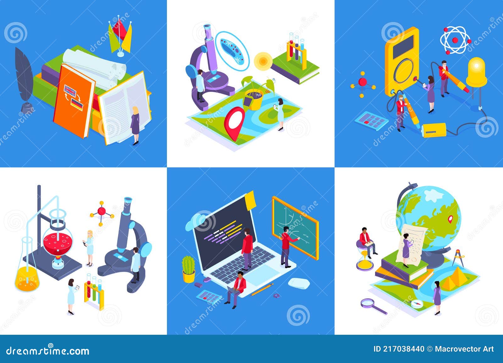 School Subjects Isometric Concept Stock Vector - Illustration of class ...