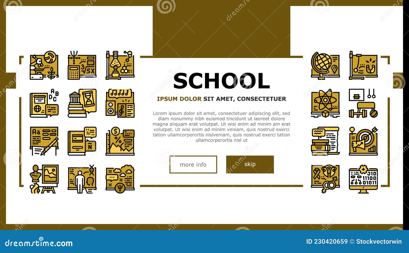 School Subjects Learn Landing Header Vector Stock Vector - Illustration ...