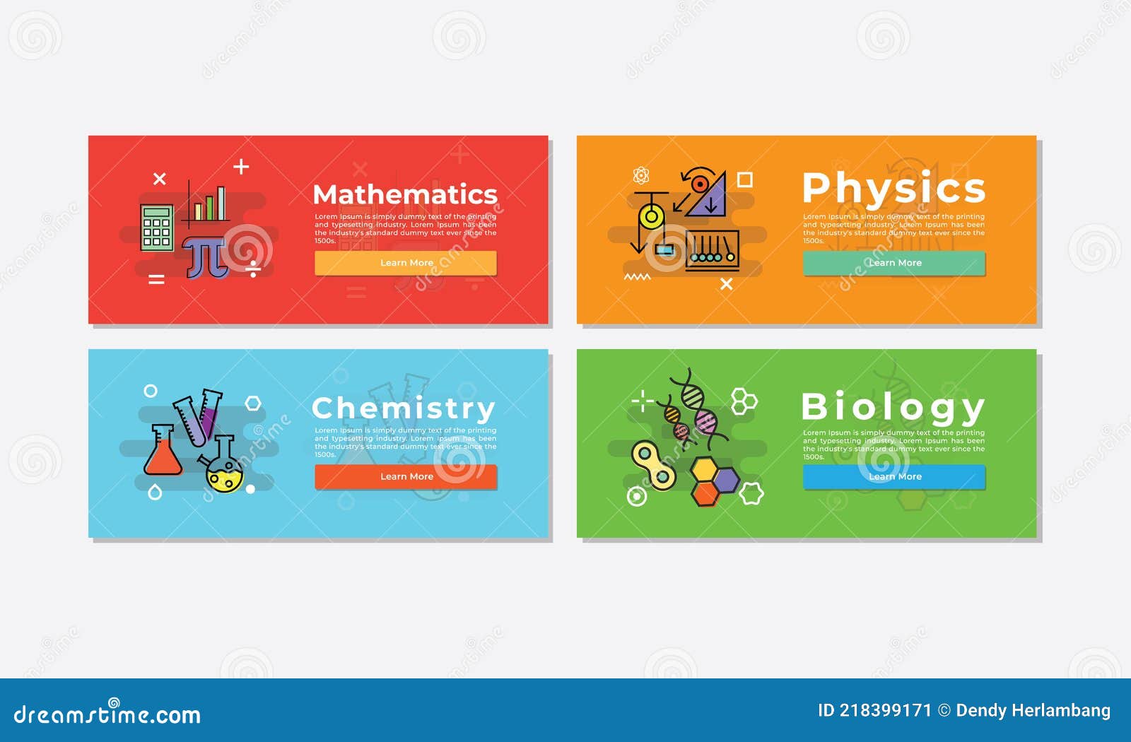 School Subjects of Mathematics, Physics, Chemistry and Biology Banner ...