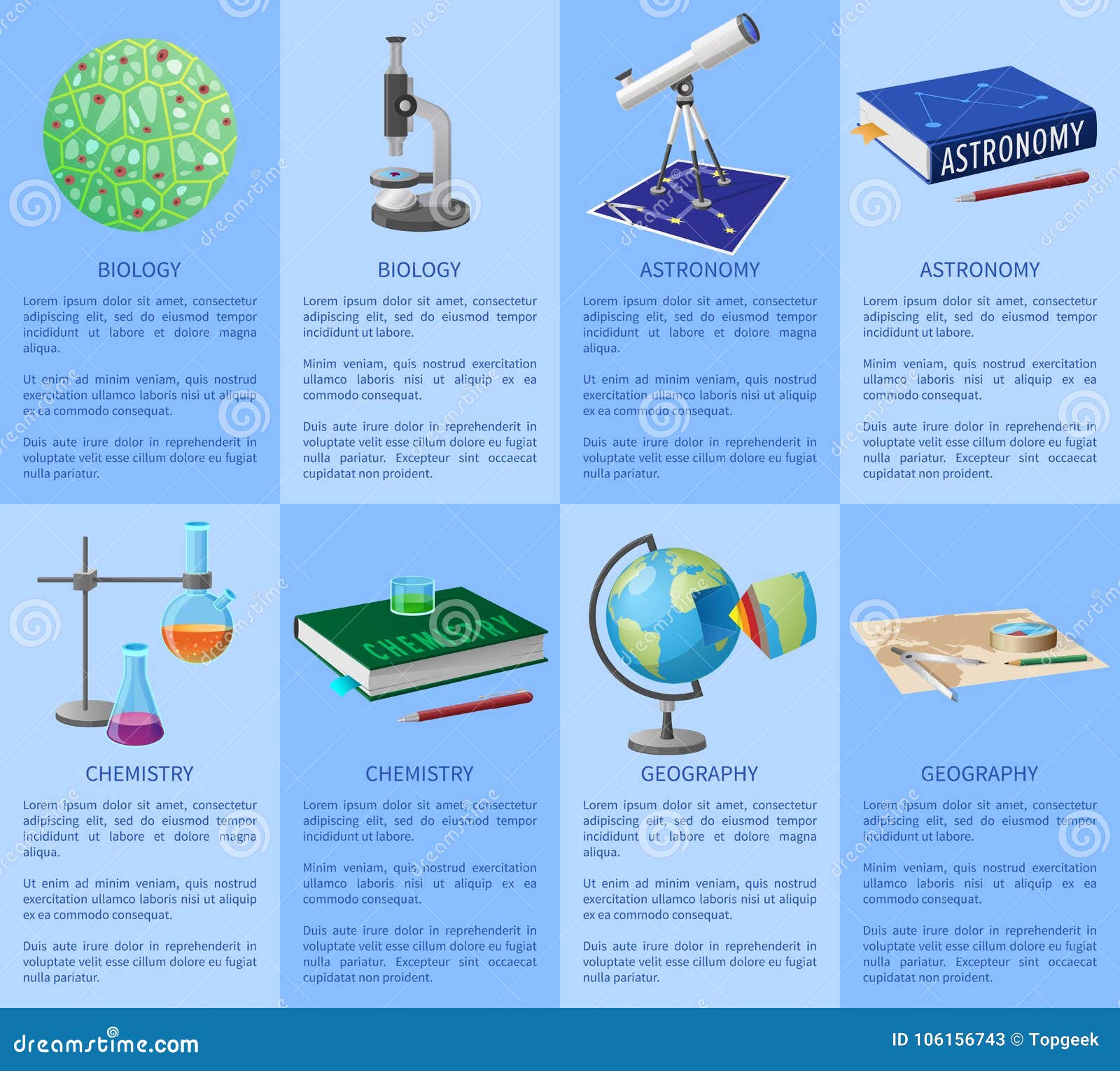 School Subjects Poster with Detailed Information Stock Vector ...