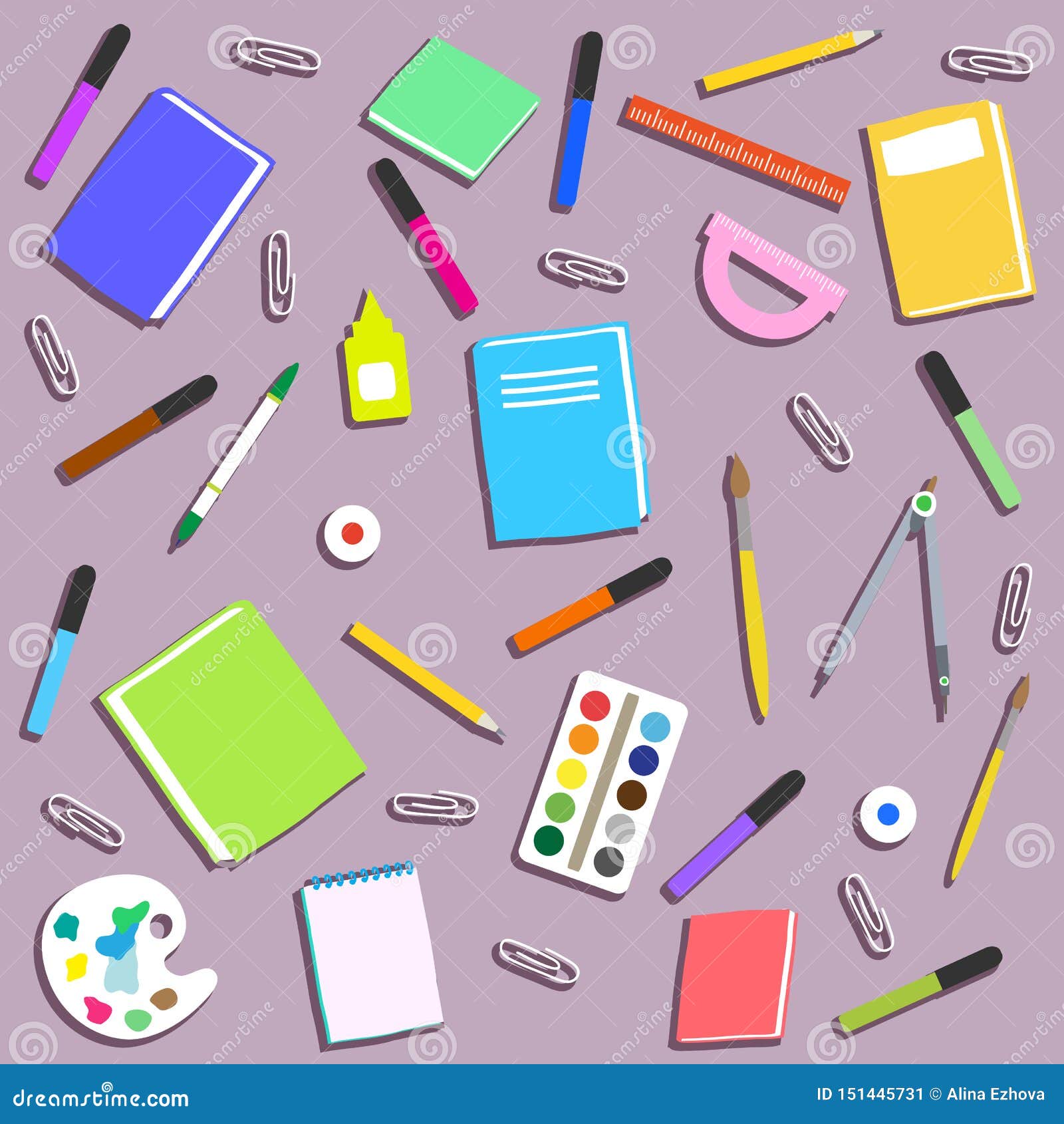 School Supplies on the Background. Collection. Vector. Stock Vector ...