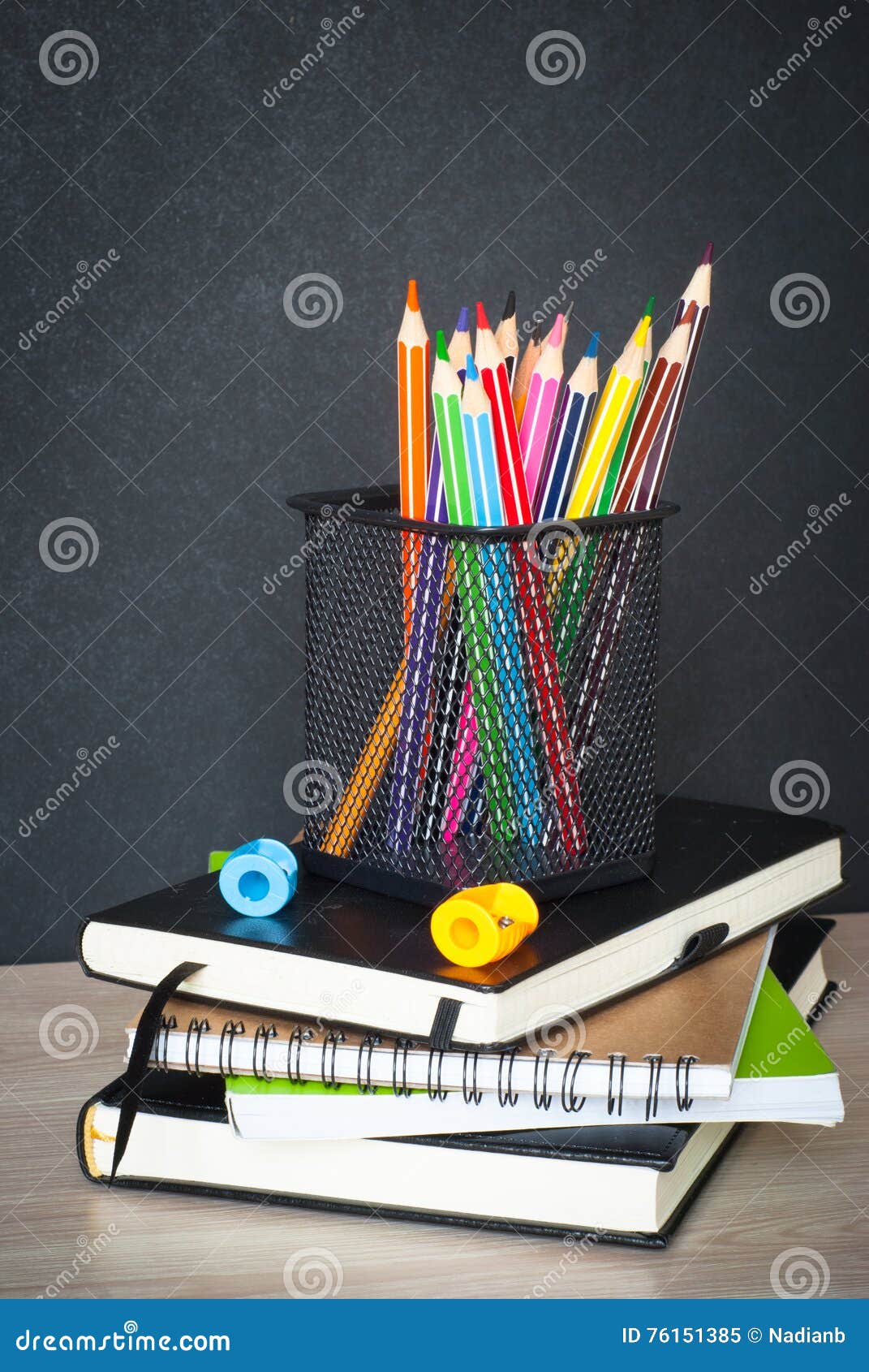 School Supplies on Classroom Table Stock Image - Image of concept ...