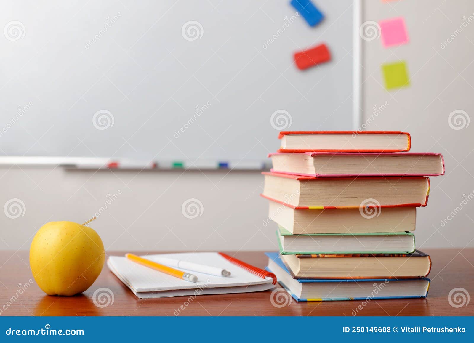 View with Copy Space of Books on Table Stock Photo - Image of classroom ...