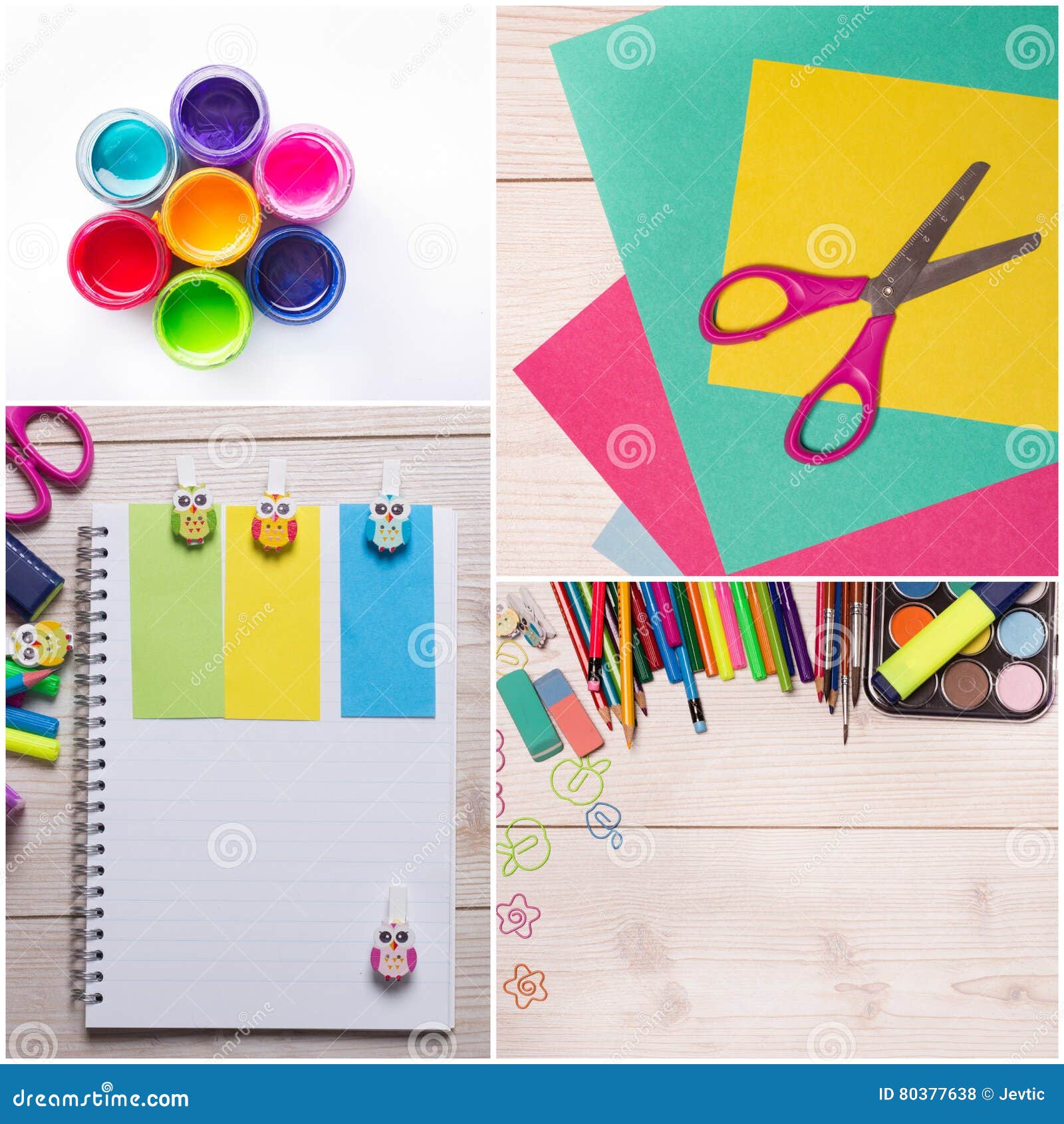 School supplies collage stock photo. Image of collection - 80377638