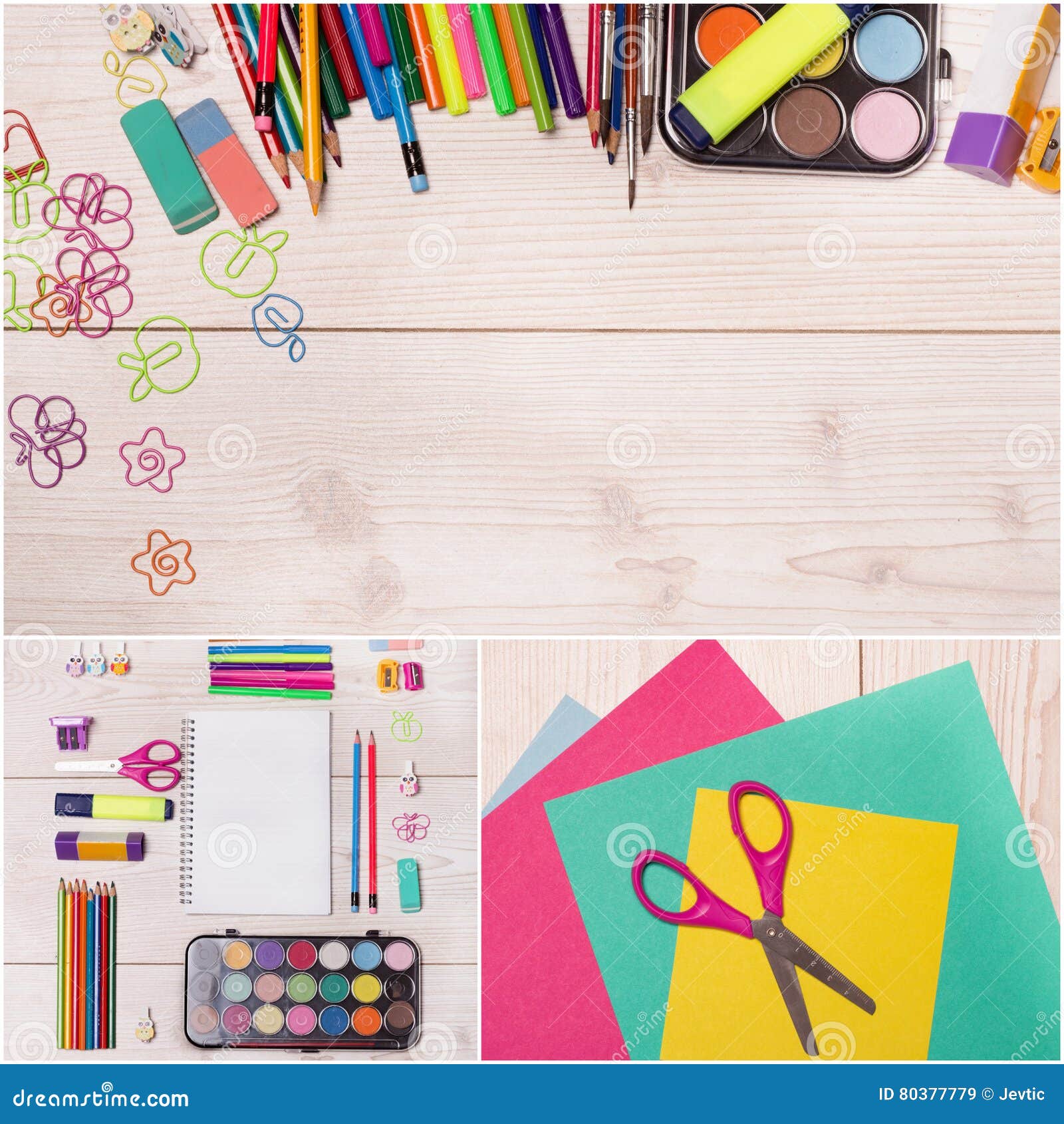 School supplies collage stock image. Image of copy, clothespin - 80377779