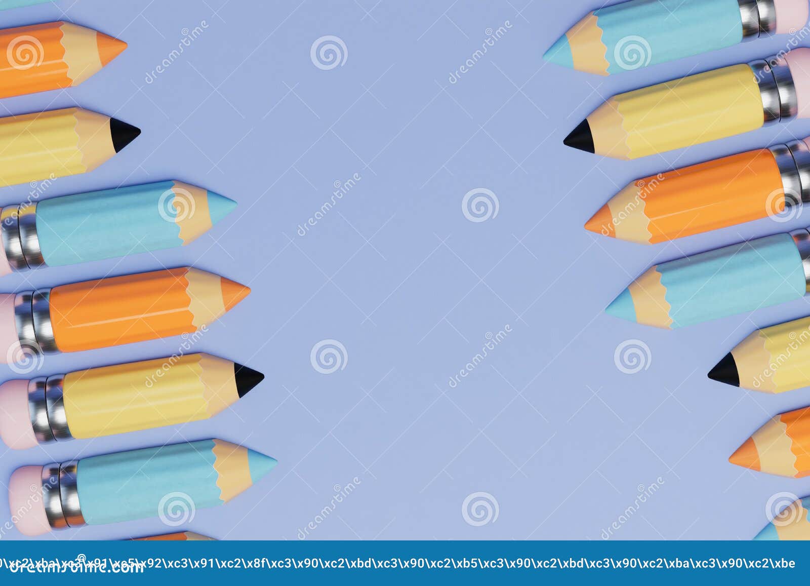 School Supplies. Colored Pencils Placed Opposite Each Other. Copy Paste ...
