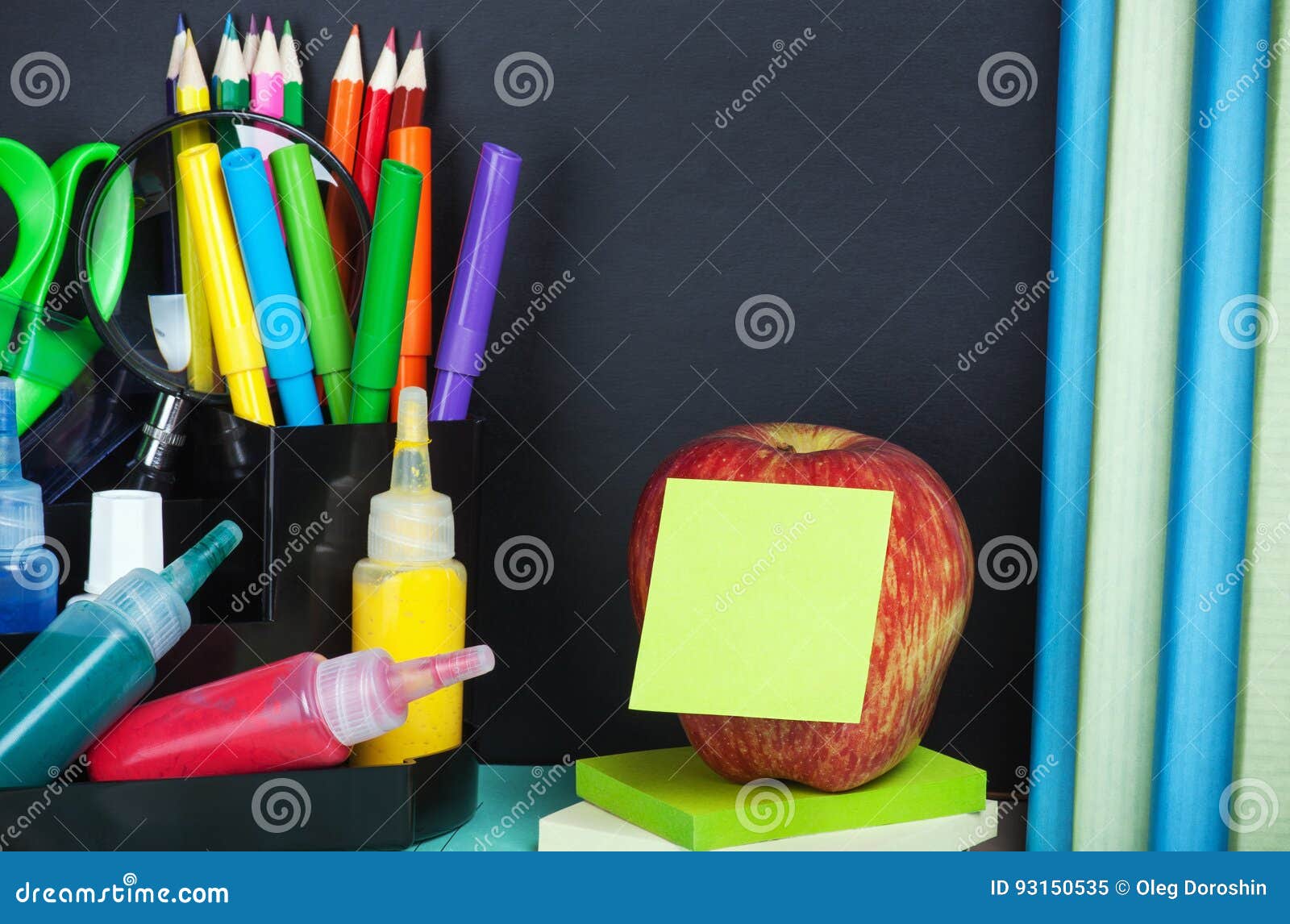School Supplies on the Desk Stock Image - Image of blank, document ...