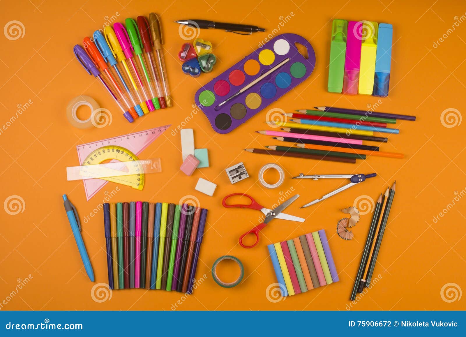 School supplies stock photo. Image of wooden, colors - 75906672