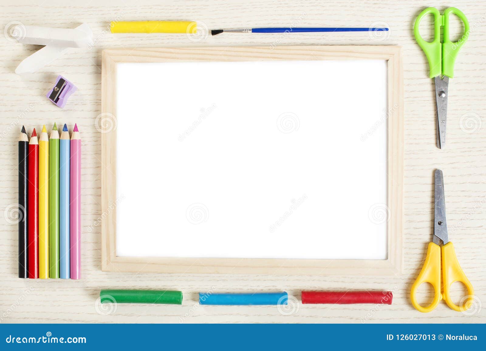 School Supplies Frame and Blackboard Stock Image - Image of learning ...