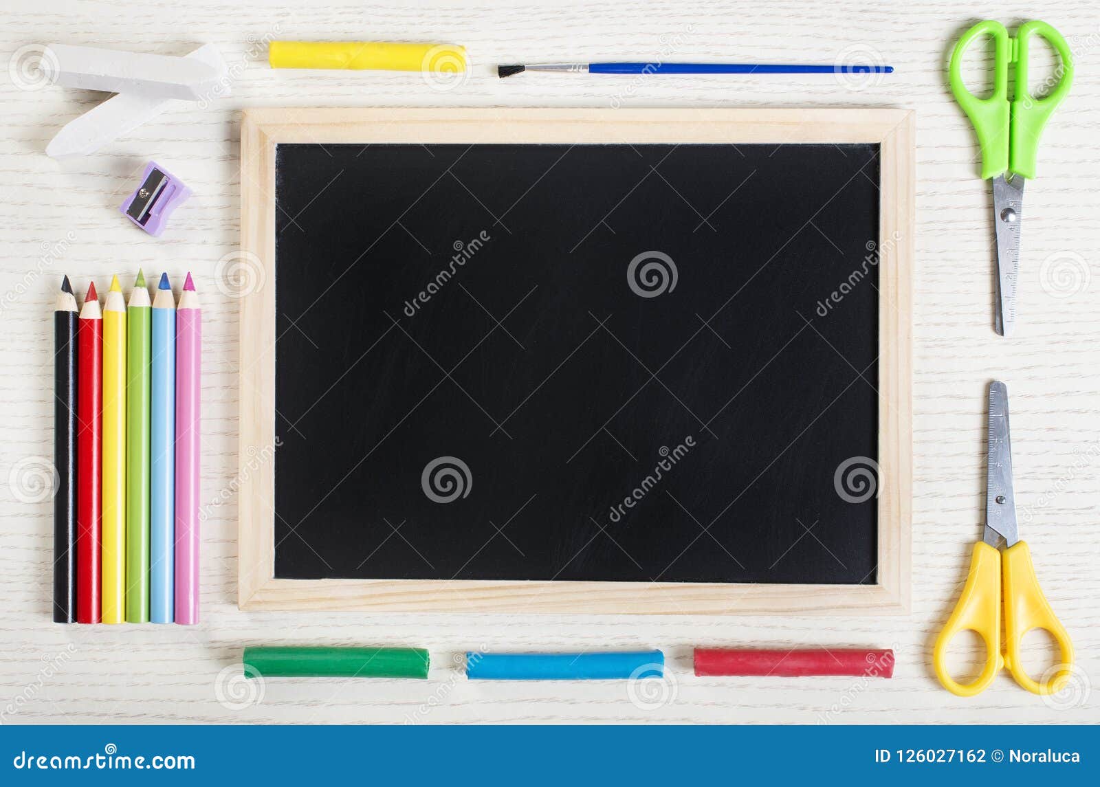 School Supplies Frame and Blackboard Stock Photo - Image of black ...