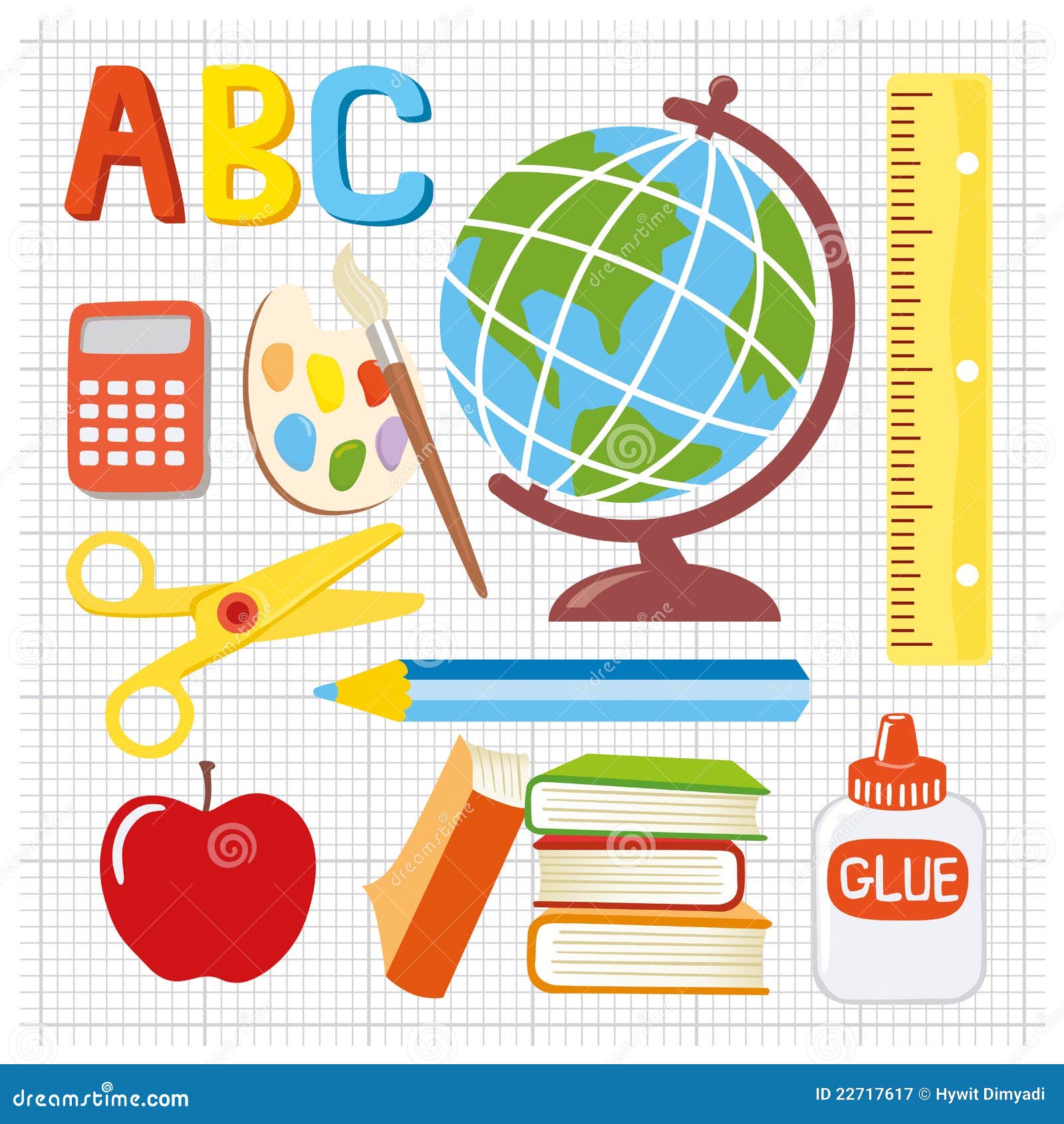 School Supplies Illustration Stock Vector - Illustration of artist ...