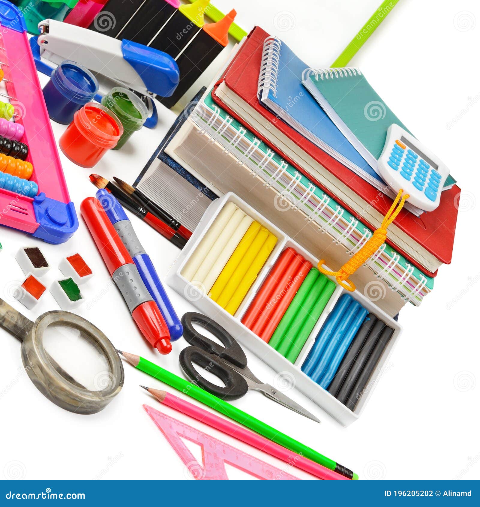 School Supplies Isolated on a White Background Stock Photo - Image of ...