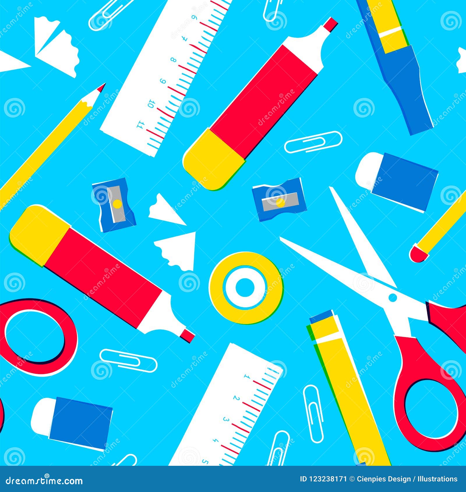 School Supplies or Office Tools Seamless Pattern Stock Vector ...