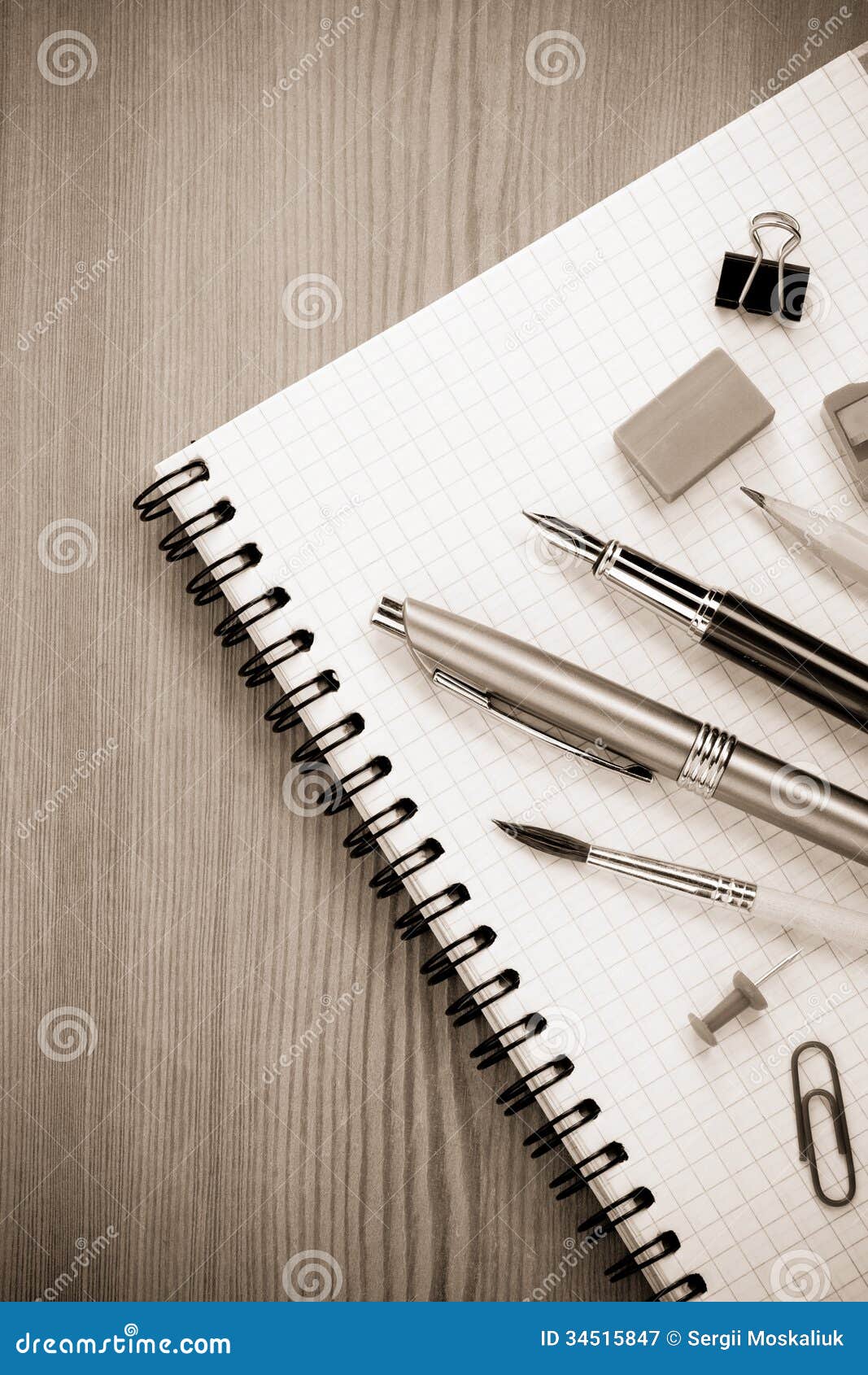 School Supplies on Paper Notepad Stock Image - Image of ruler ...