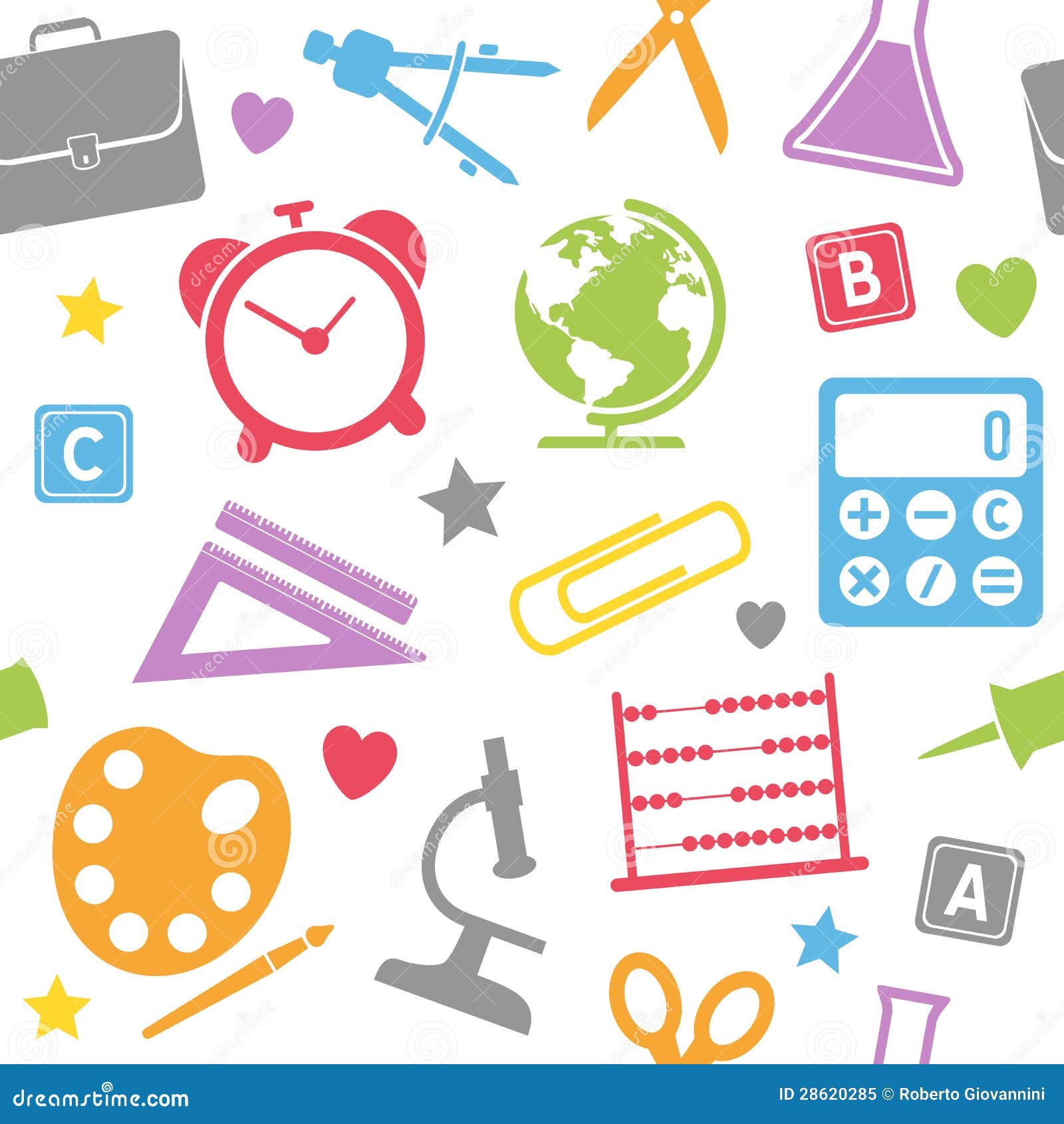 School Supplies Seamless Pattern Stock Vector - Illustration of pattern ...