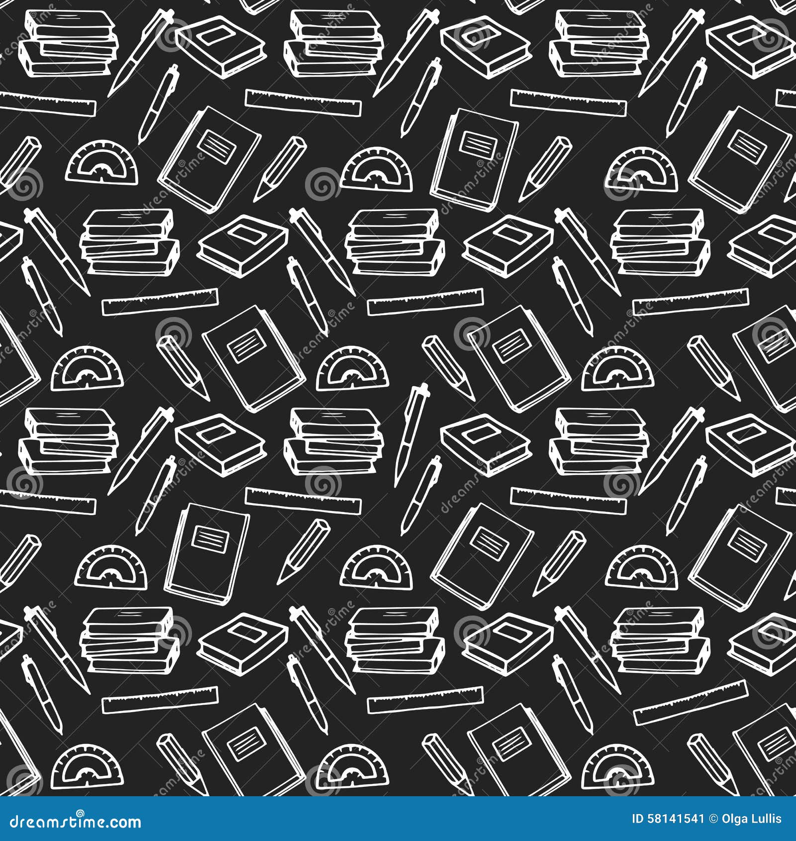 School Supplies Seamless Pattern Stock Vector - Illustration of ...