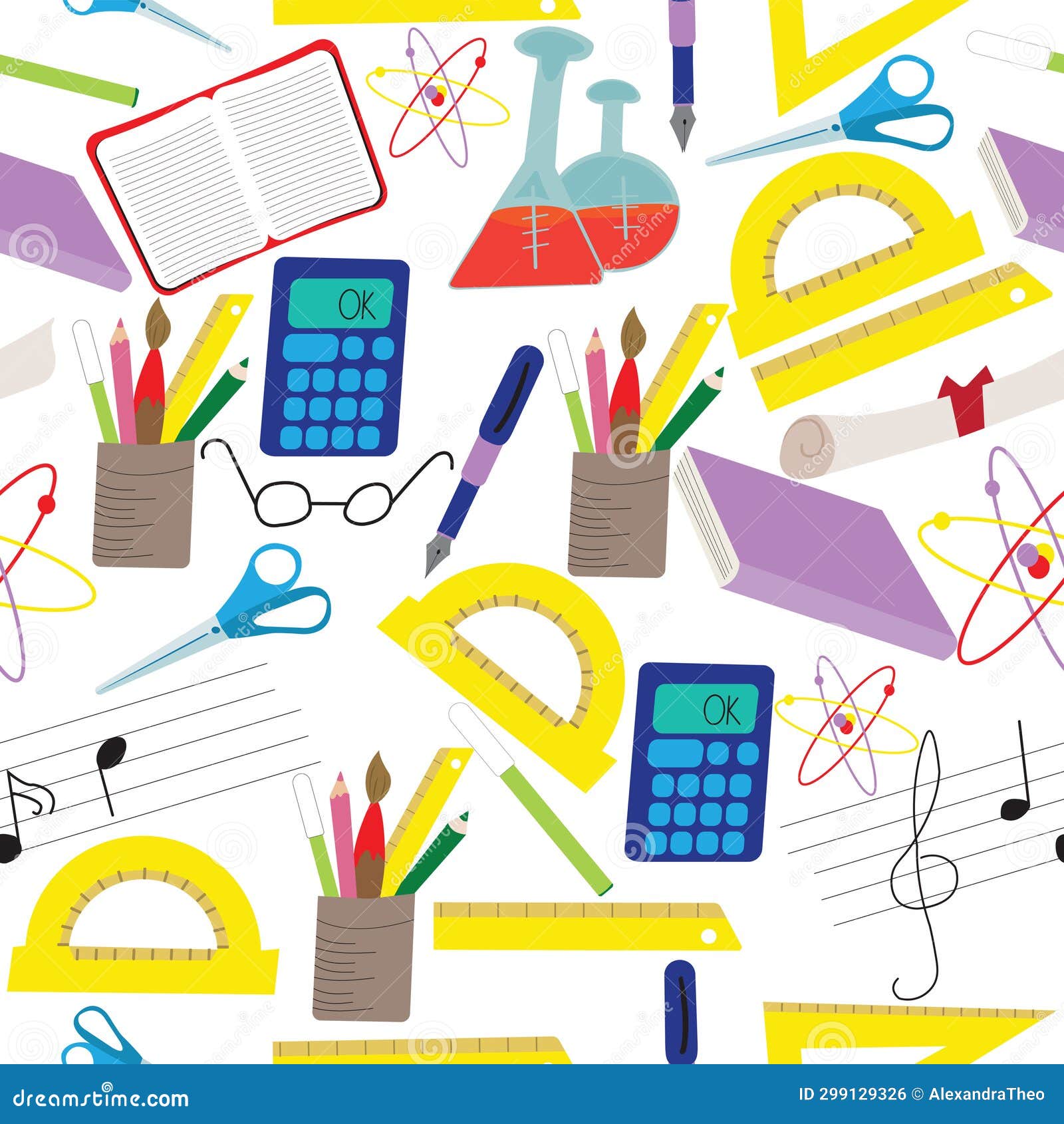 School Supplies Seamless Pattern , Accesories Used in School Stock ...