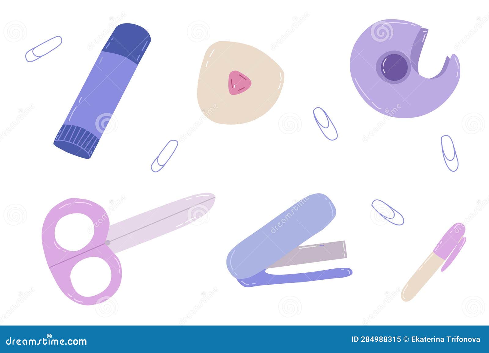 School Supplies, Stationery Tools Collection. Vector Flat Illustration Stock Vector ...